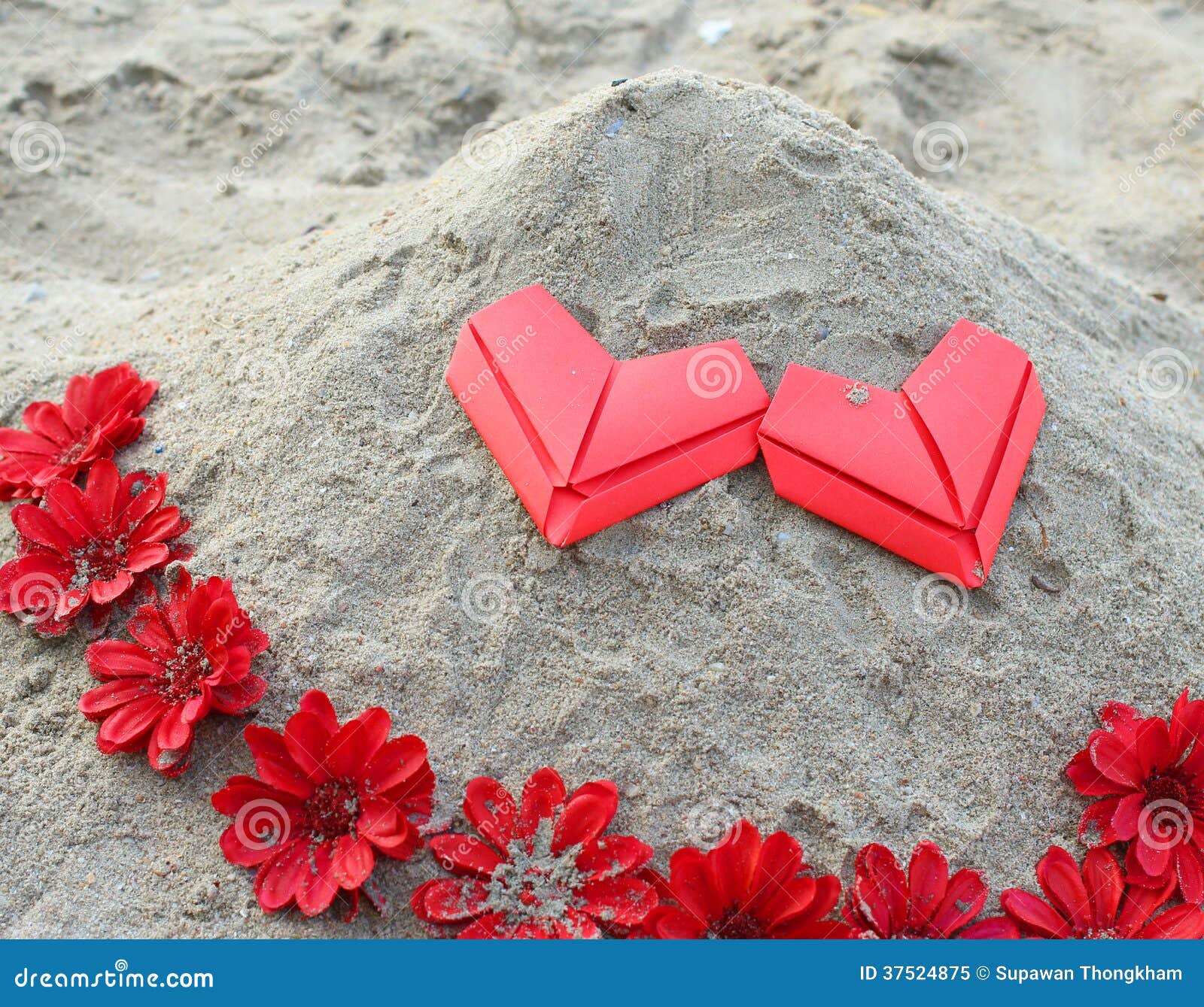 Valentine S Paper Hearts and Flower Stock Image - Image of color ...