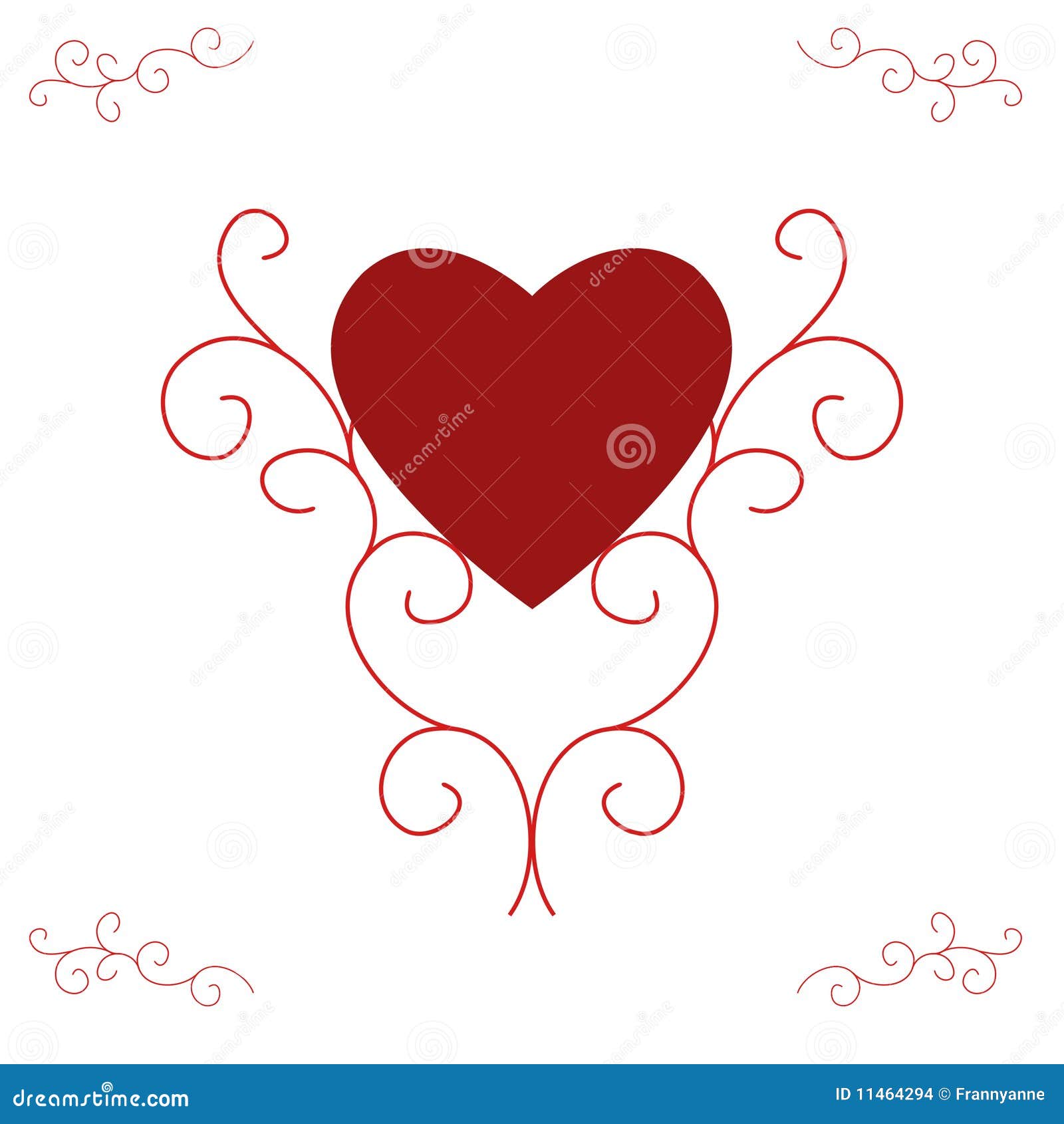 Valentine S Red Heart - Ornate Scrolls Stock Illustration ...