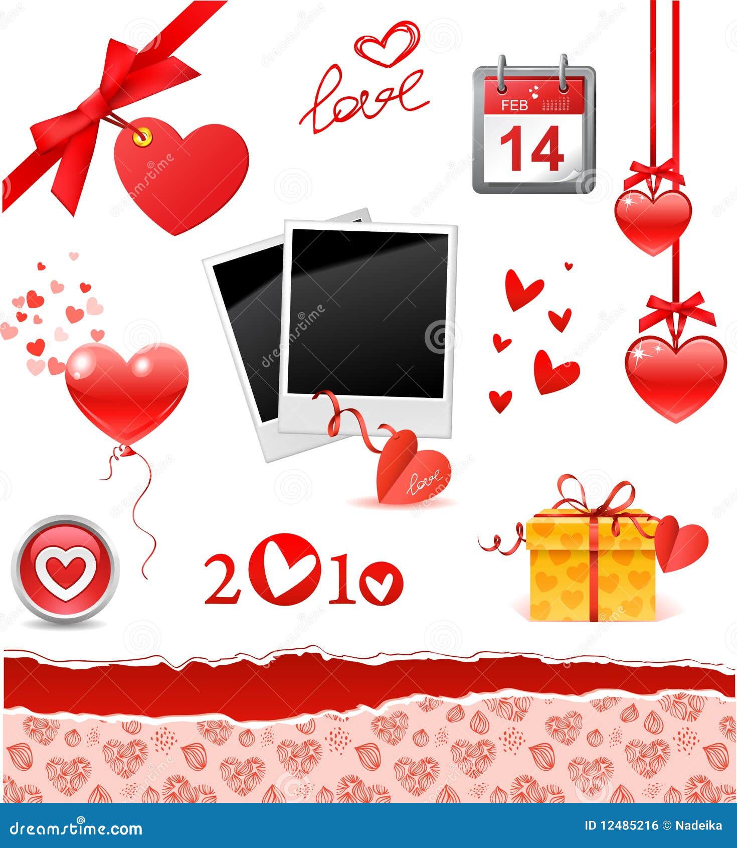Valentine s set stock vector. Illustration of card, button - 12485216