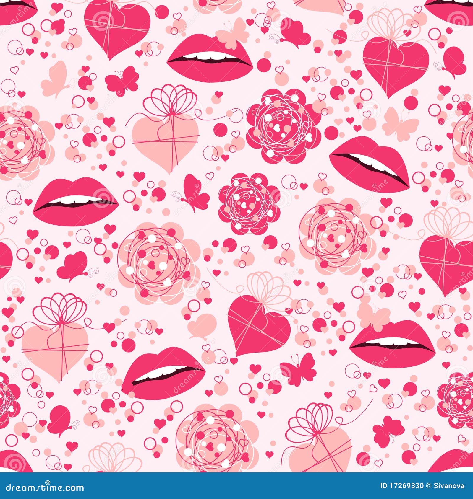 Valentine Seamless Pattern with Lips Stock Vector - Illustration of ...