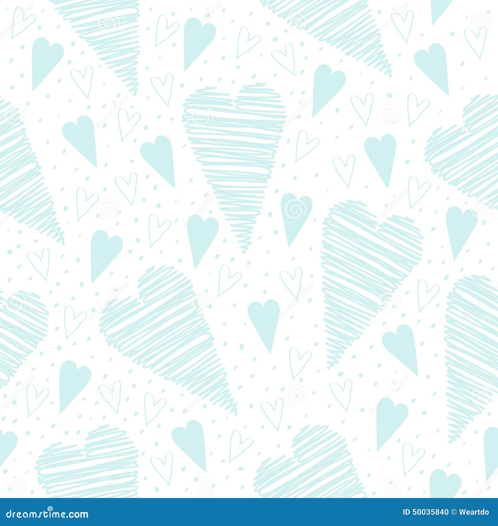 Valentine Seamless Pattern with Turquoise Hearts on a White Background ...