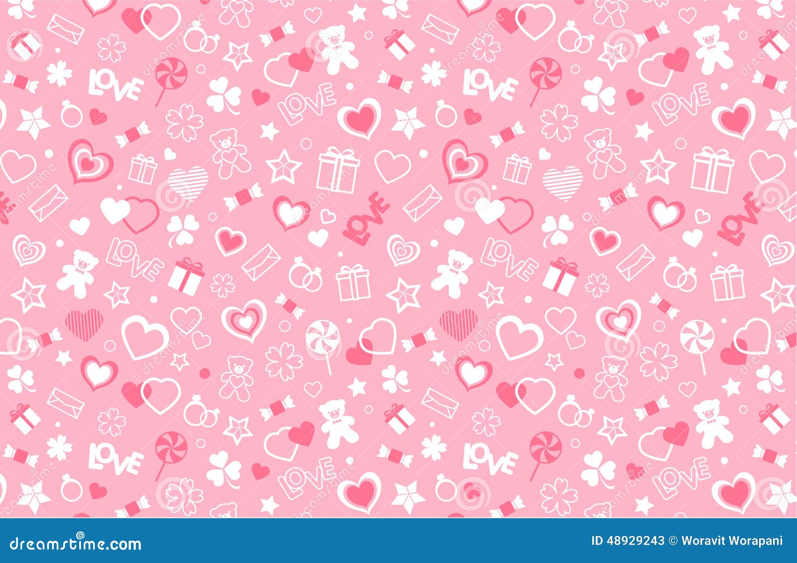 Valentine`s Day Seamless Pattern Of Cute Bear Holding Red Heart With BE ...