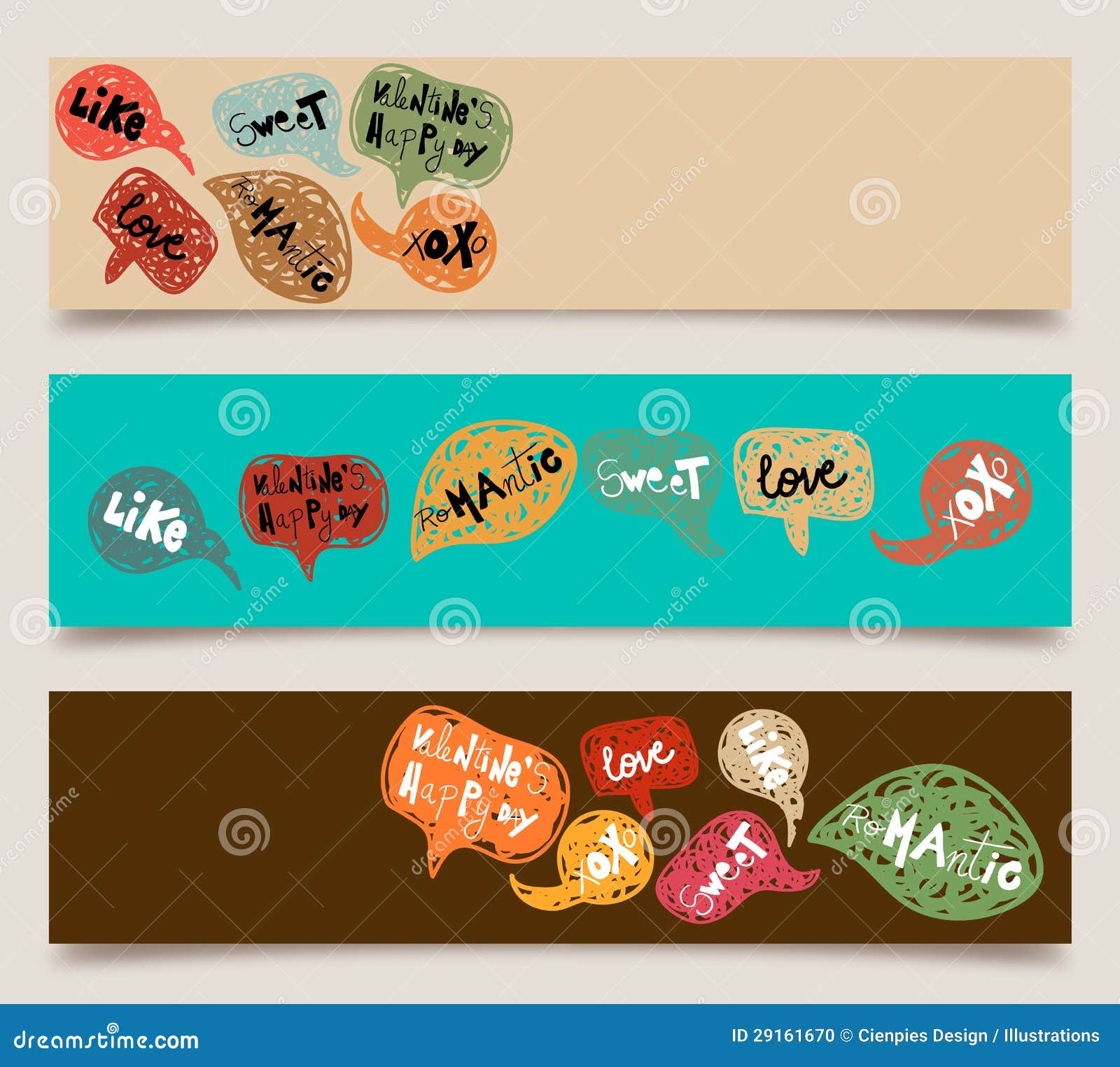 Valentine Speech Bubble Banner Set Stock Vector - Illustration of decor ...