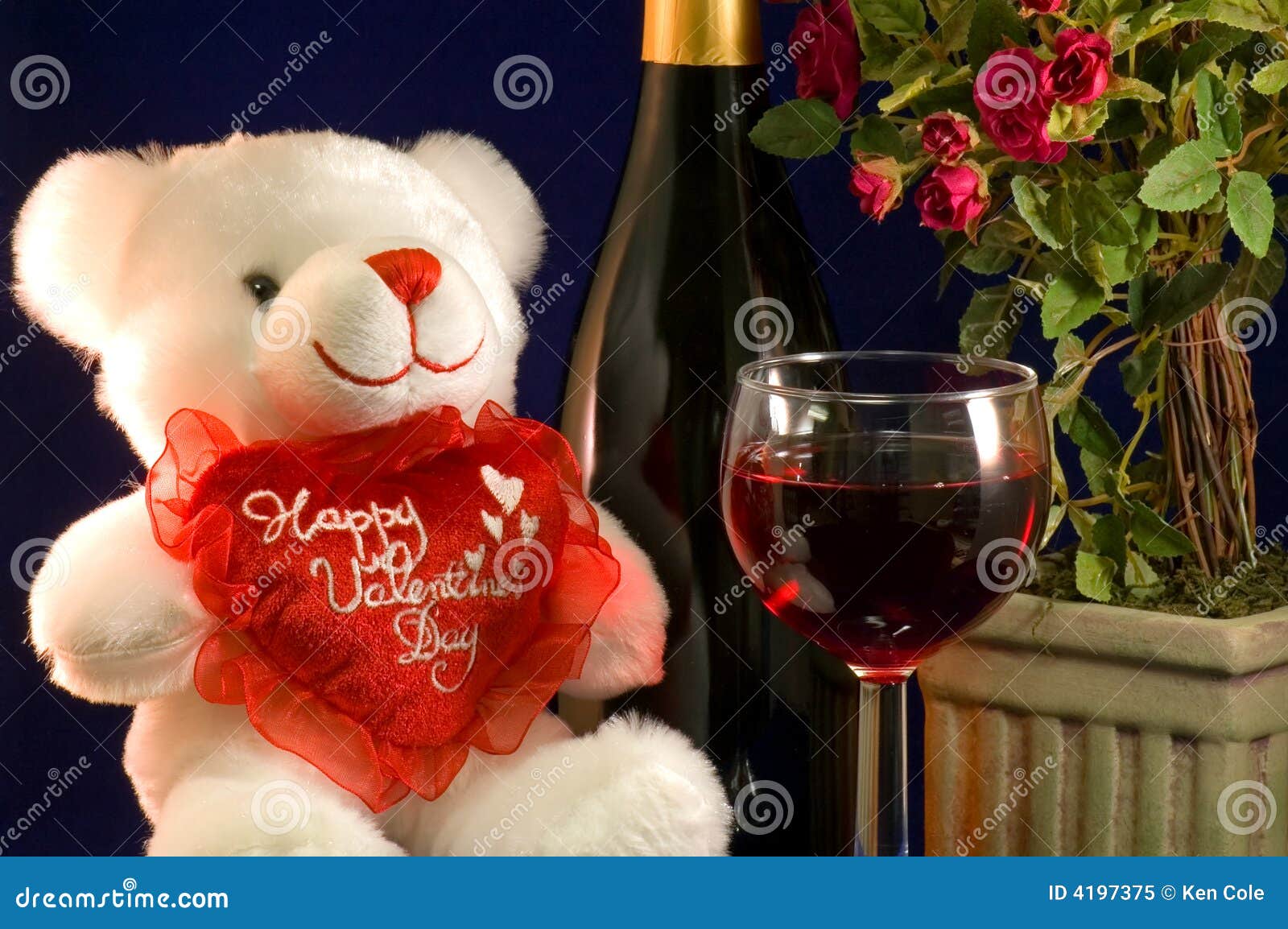 Valentine Teddy Bear And Wine Royalty-Free Stock Photo | CartoonDealer ...