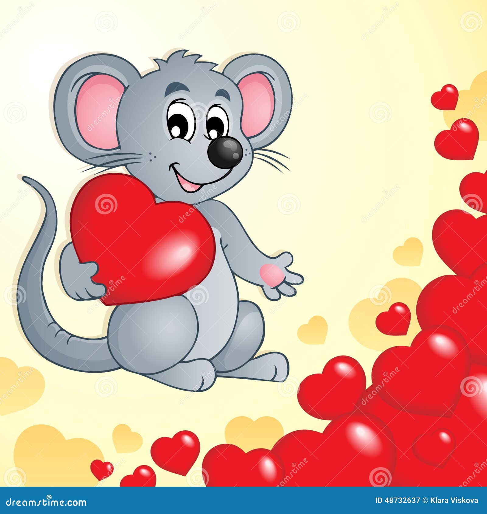 Valentine Theme with Mouse and Hearts Stock Vector - Illustration of ...