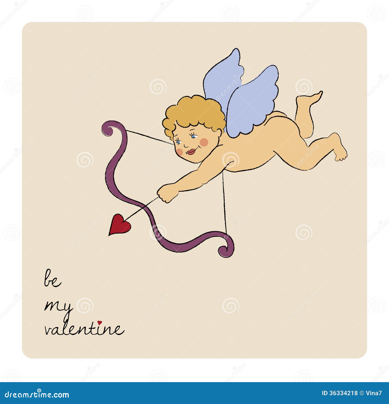 Valentine Weinig Engel Met Pijl Stock Illustratie - Illustration of ...