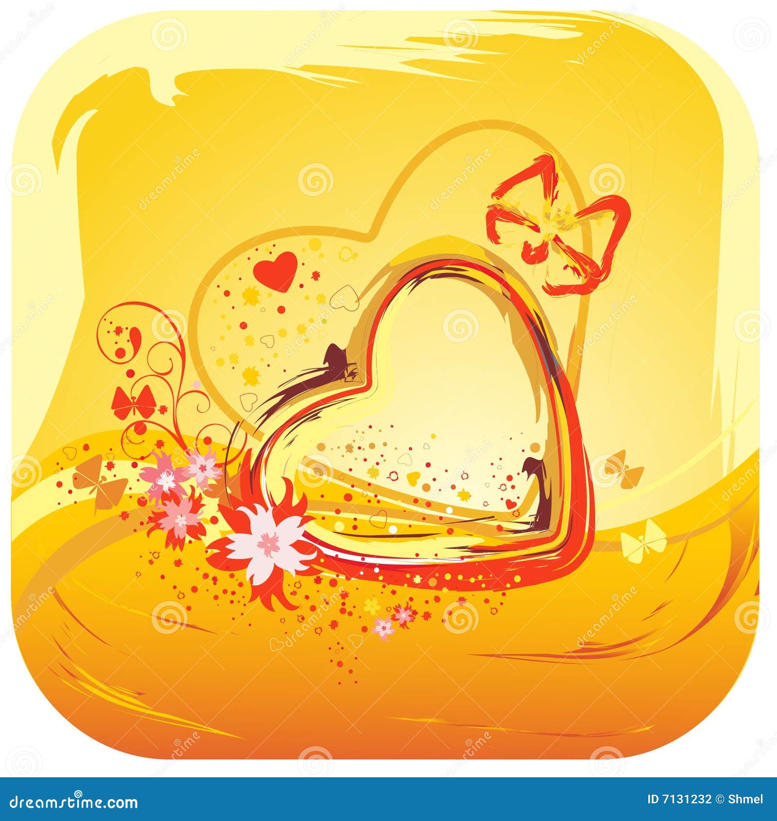 Yellow Heart White Background Illustration.Yellow Clipart Heart Vector ...