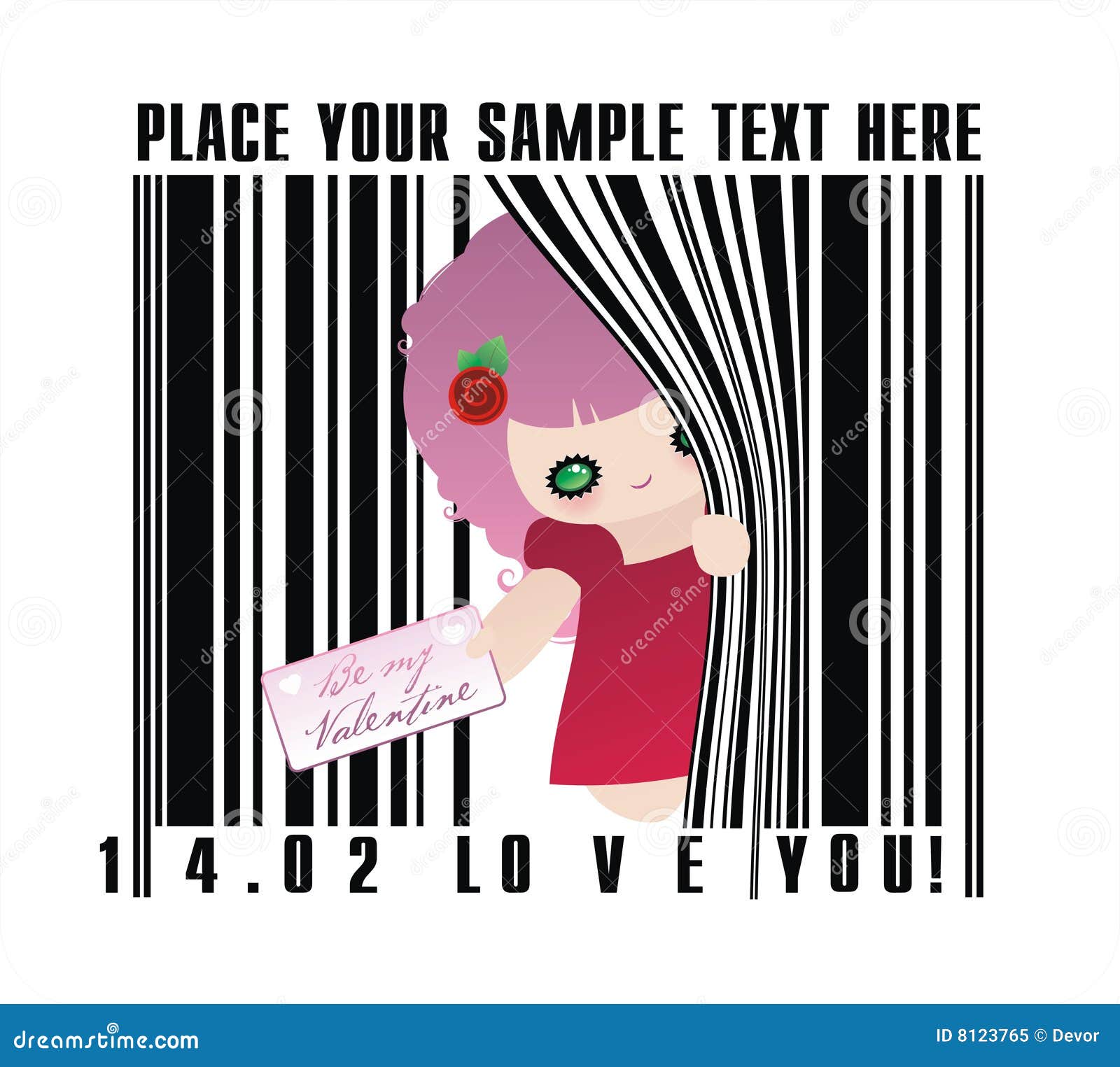 Valentines bar code stock vector. Illustration of data - 8123765