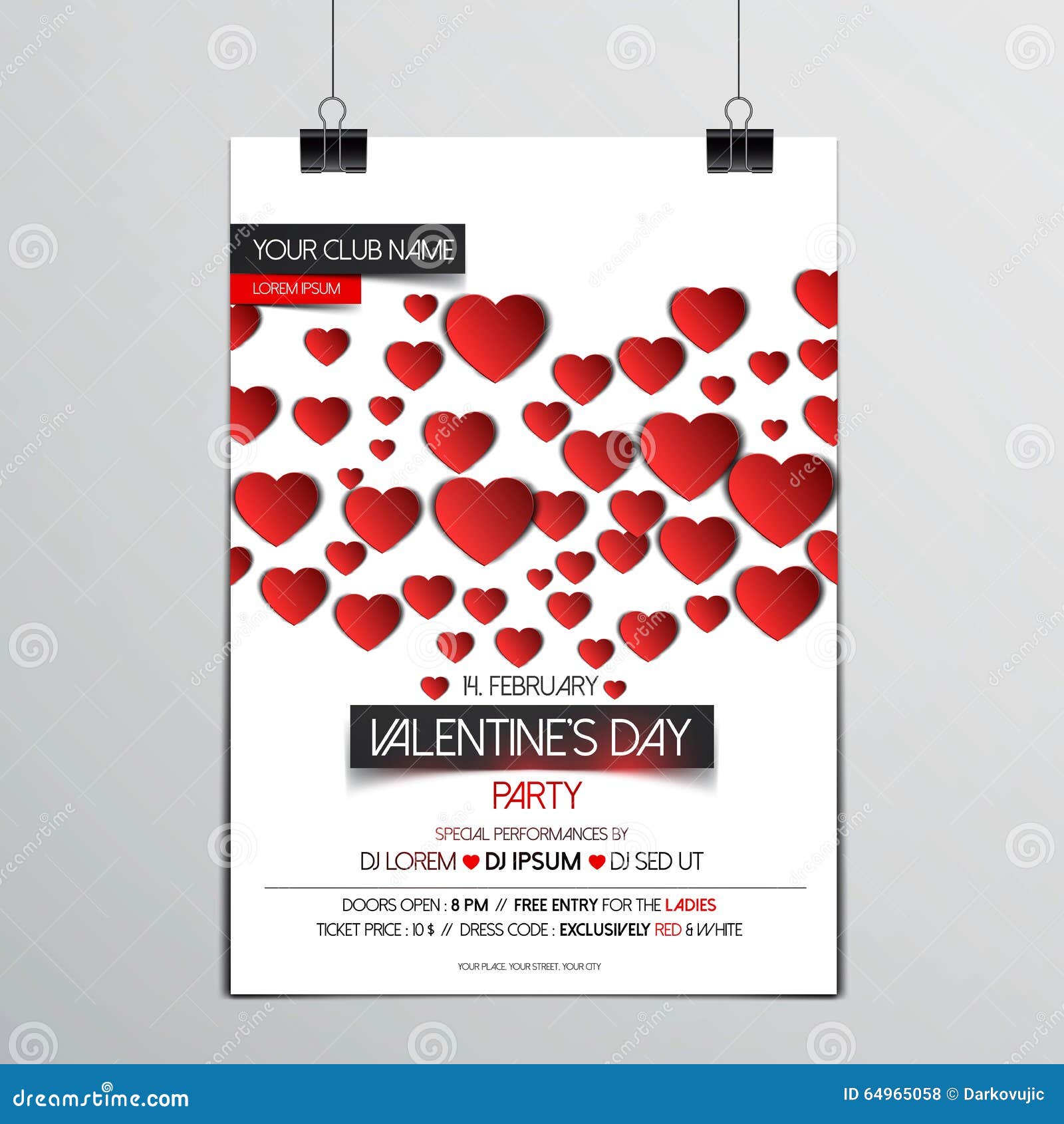 Valentines brochure design stock vector. Illustration of flyer - 64965058