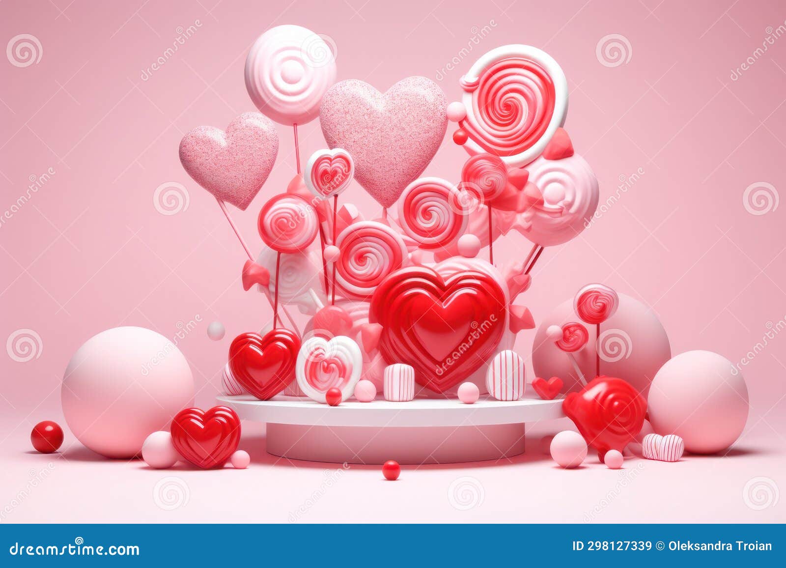 Valentines Dat 3d Render Style of Minimal Pink Studio Background with ...