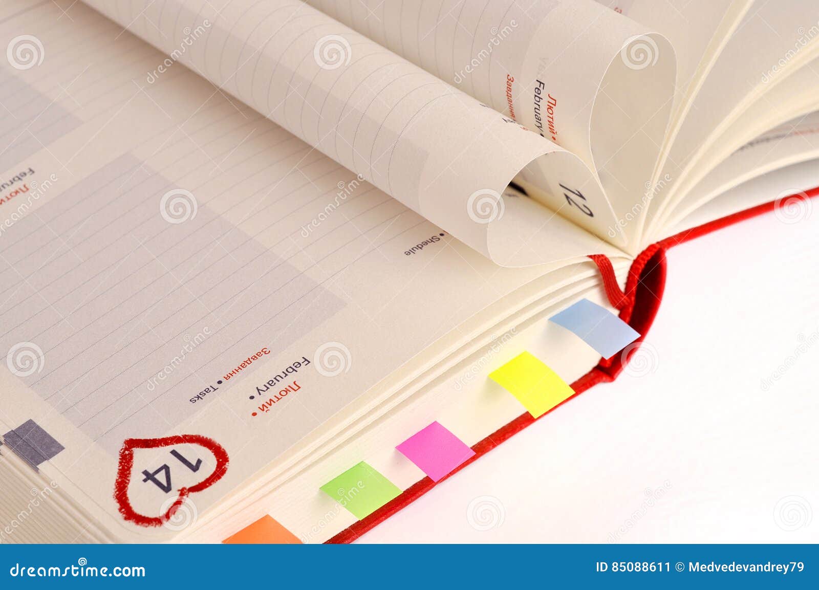 Valentines Date in Notebook and Heart of Pages. Stock Image - Image of ...