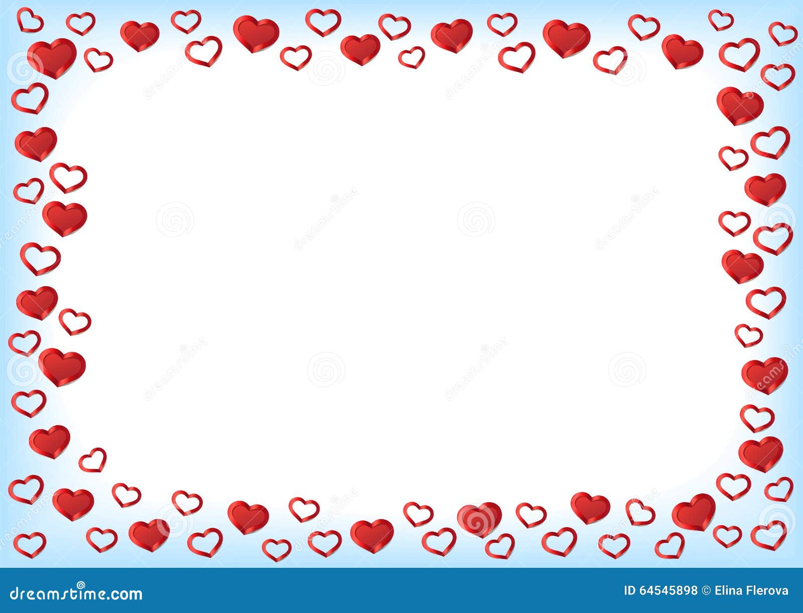 Valentines Day Background. Red Hearts Border Frame. Vector Frame with ...