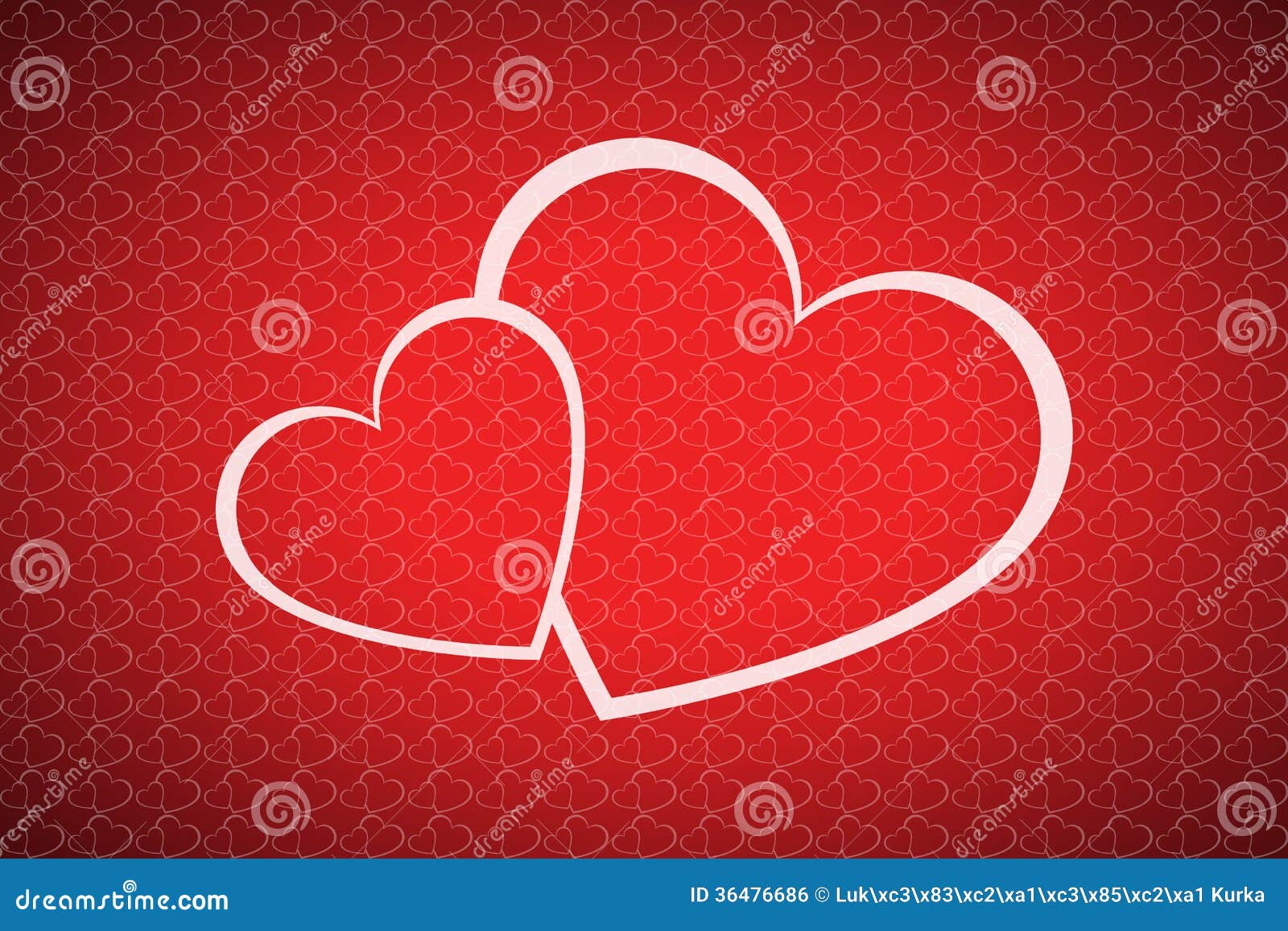 Valentines Day Background with Two Hearts Stock Vector - Illustration ...