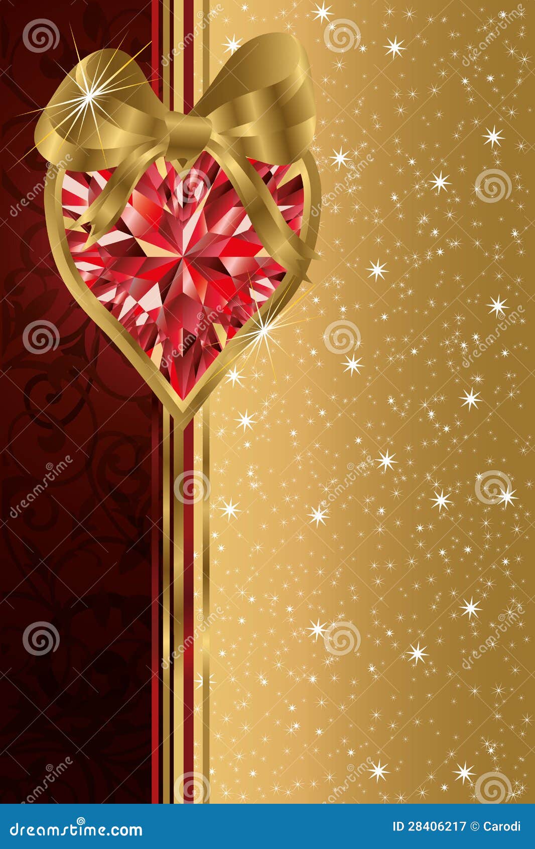Valentines Day Banner with Ruby Heart Stock Vector - Illustration of ...