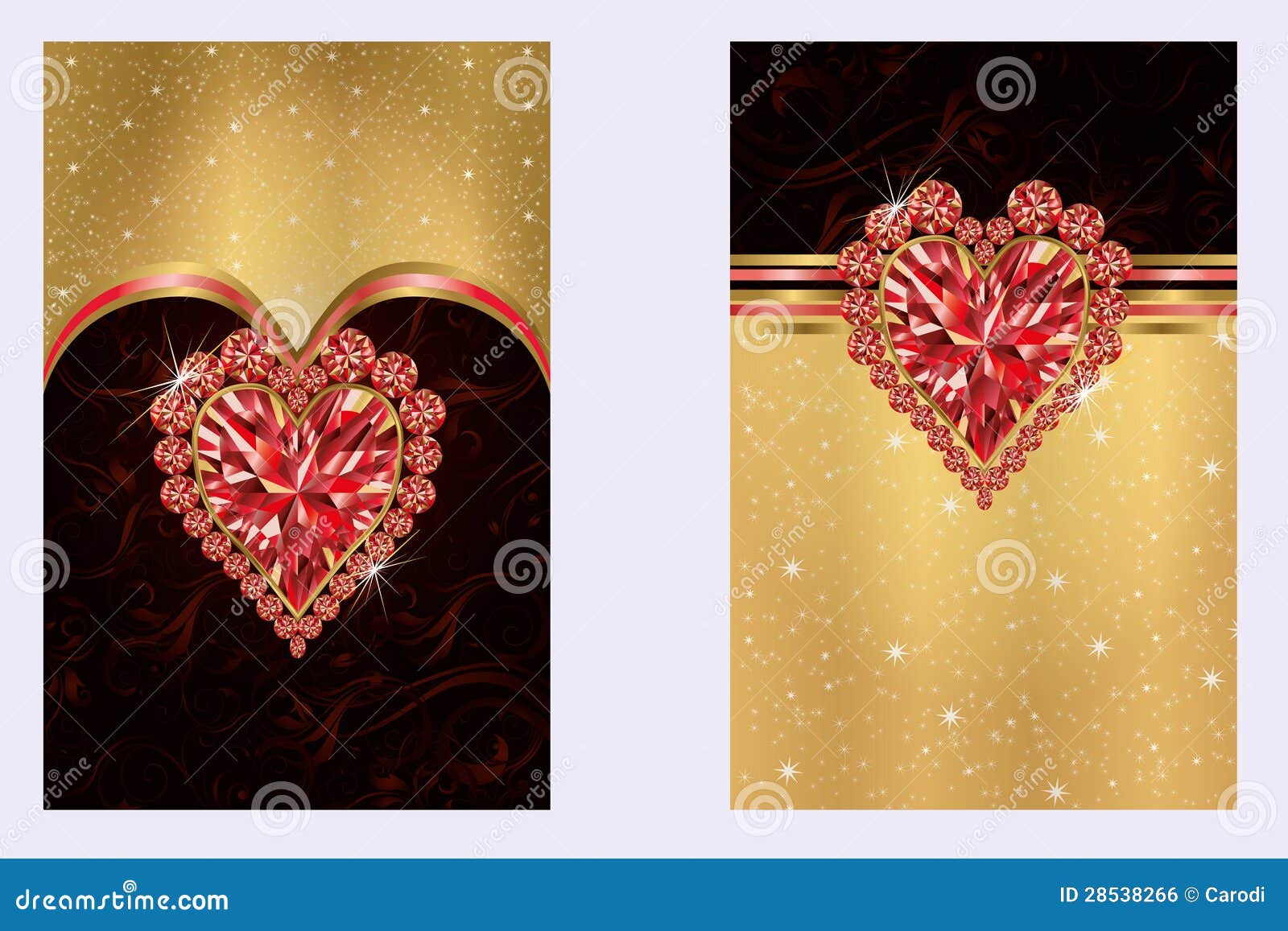 Valentines Day Banners with Ruby Heart Stock Vector - Illustration of ...