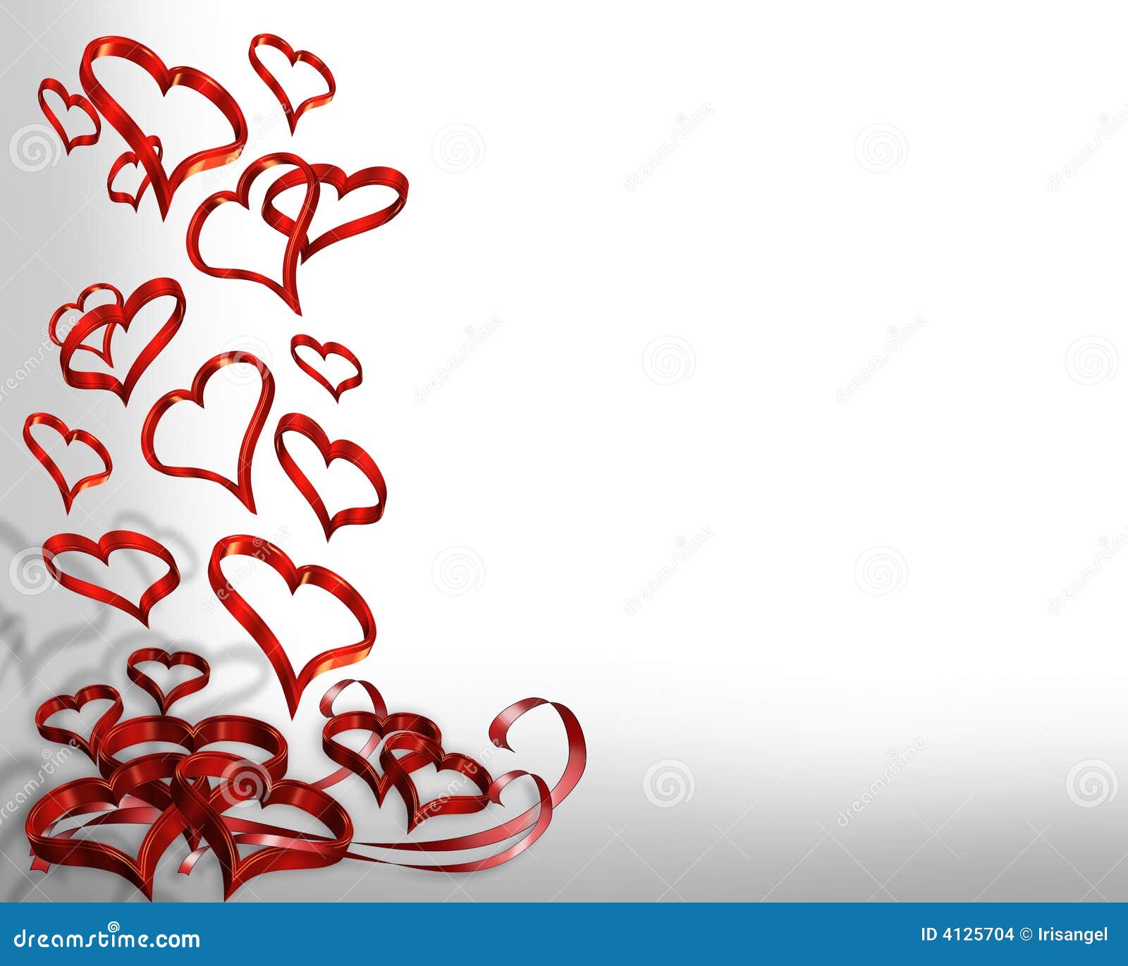 Valentines Day Border Falling Hearts 3D Stock Illustration ...