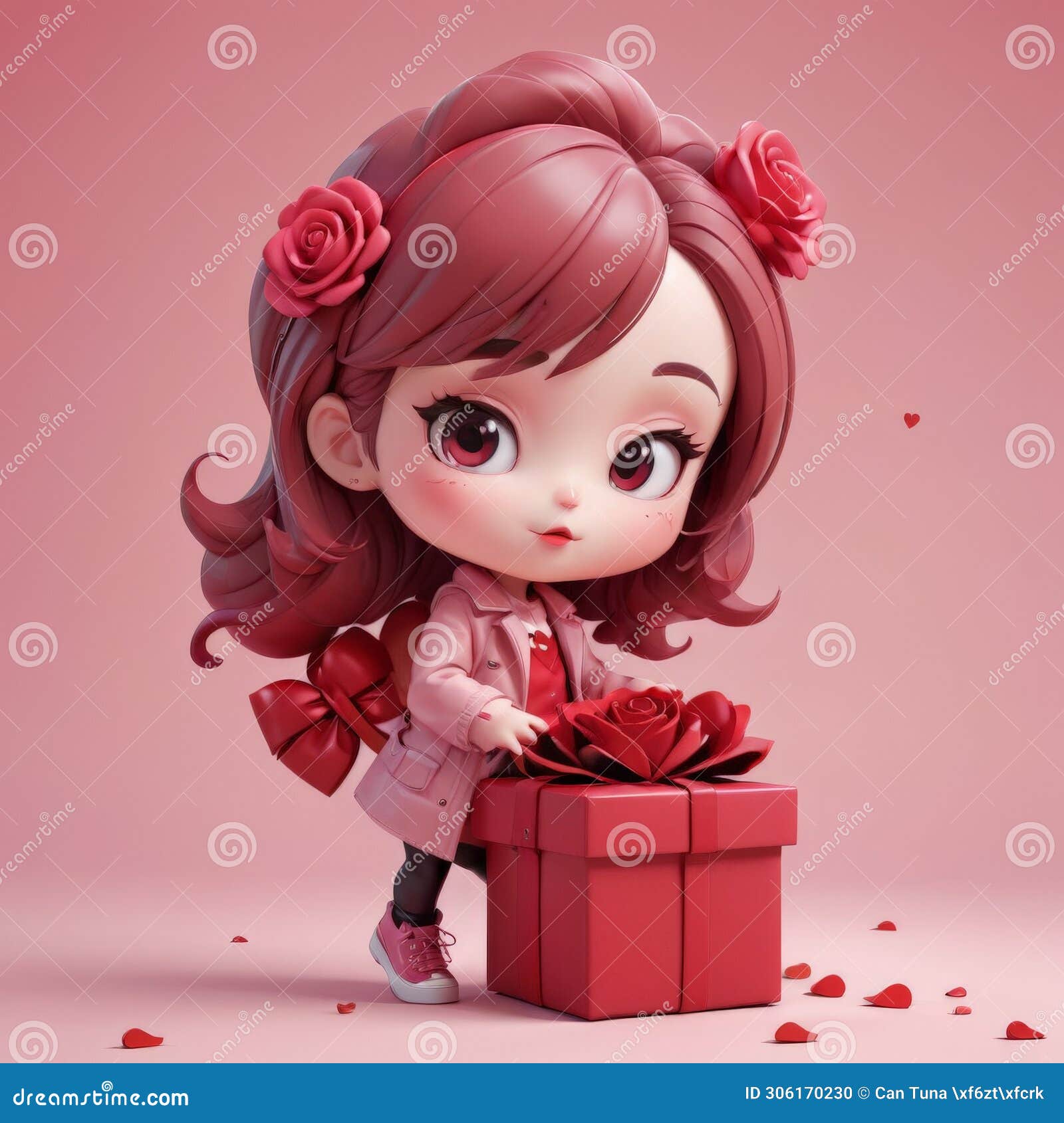 Valentines Day Celebration 3D Chibi Style Couple Stock Illustration ...