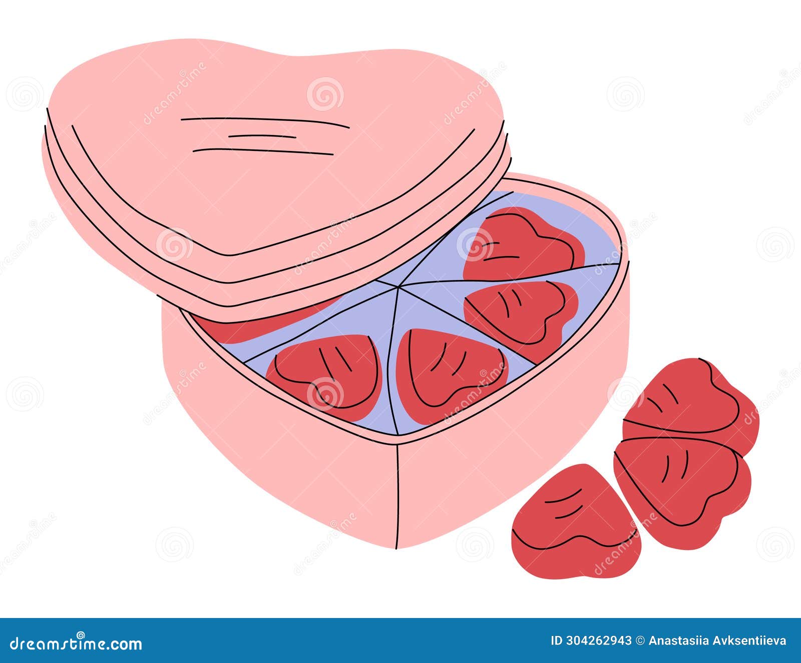 Valentines Day Chocolate Candy Heart Box Vector Illustration Stock ...
