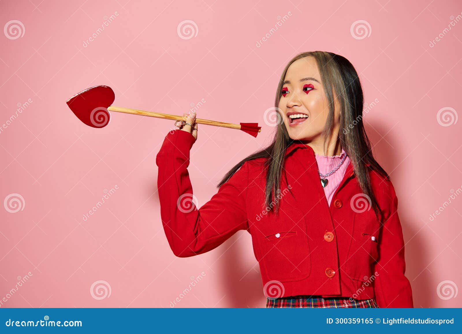 Valentines Day Concept Jolly Asian Woman Stock Image Image Of