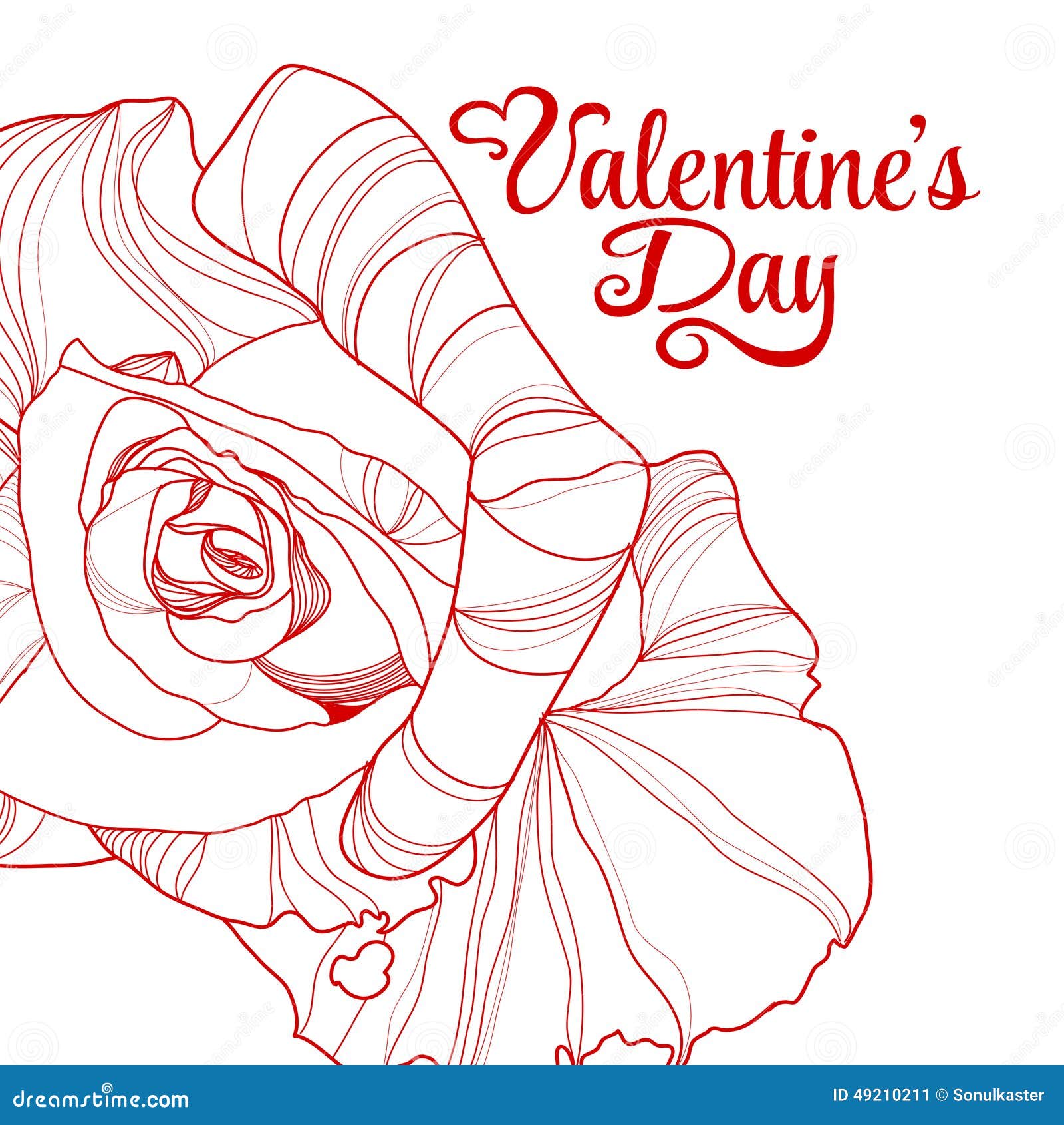 Valentines Day Design with Rose Stock Vector - Illustration of classic ...