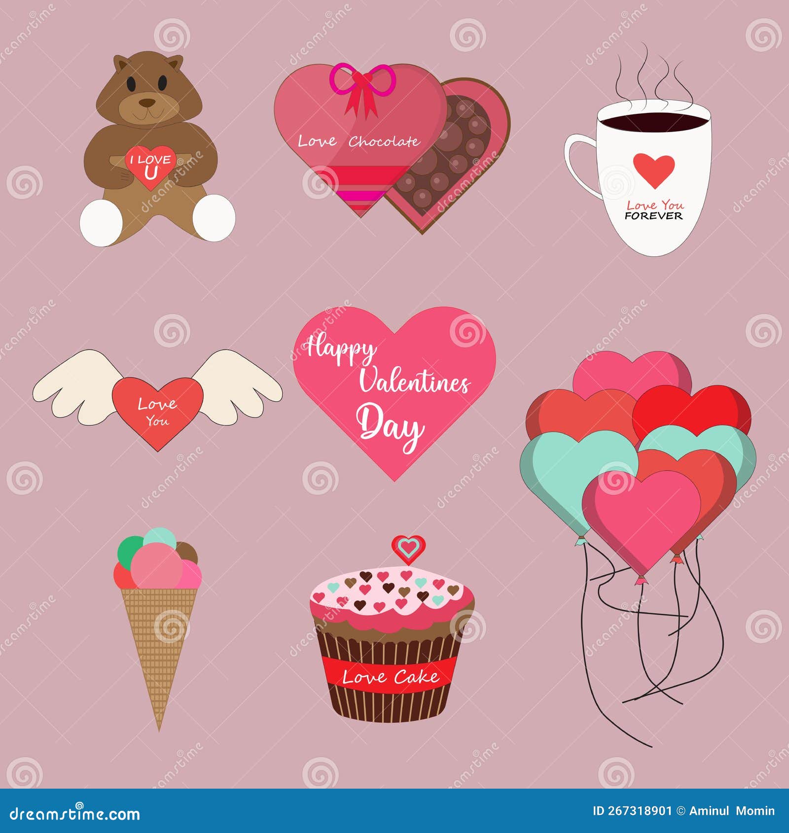 Valentines Day Elements. stock illustration. Illustration of honoring ...