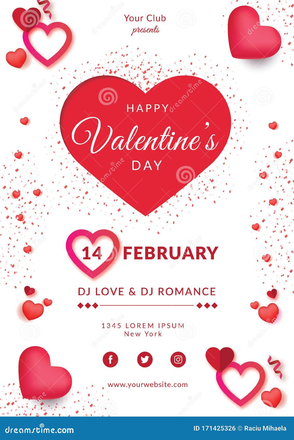 Valentines Day Flyer Template. Love. Romance Stock Vector ...