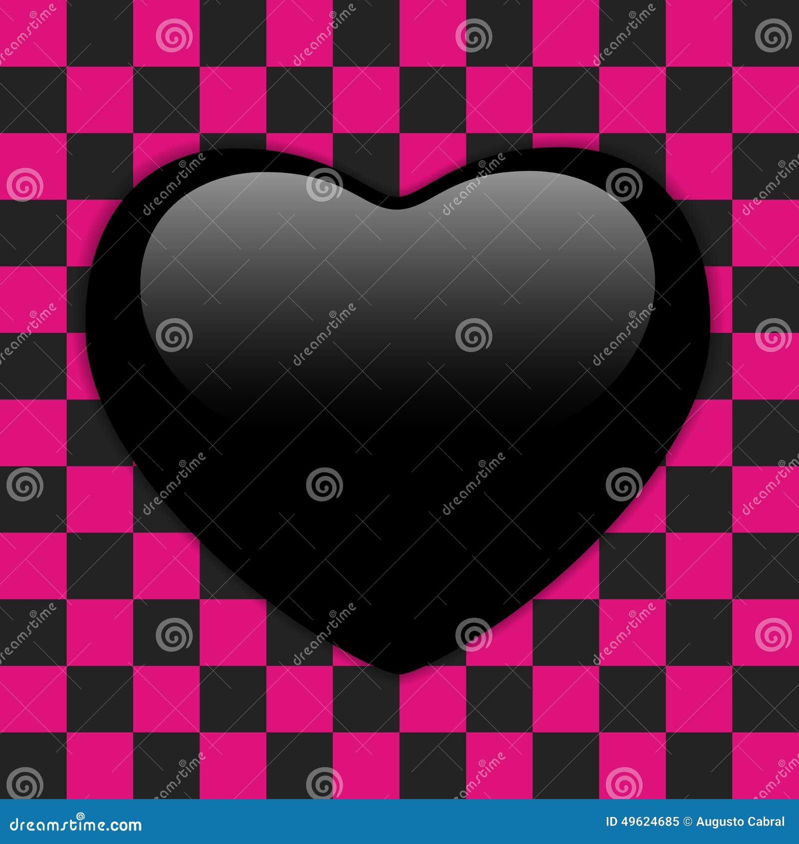 Valentines Day Glossy Emo Heart. Pink and Black Checkers Stock Vector ...