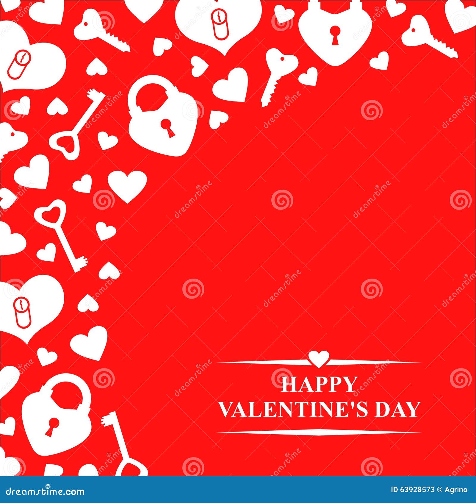 Valentines Day Greeting Card with Lock and Key Stock Vector ...