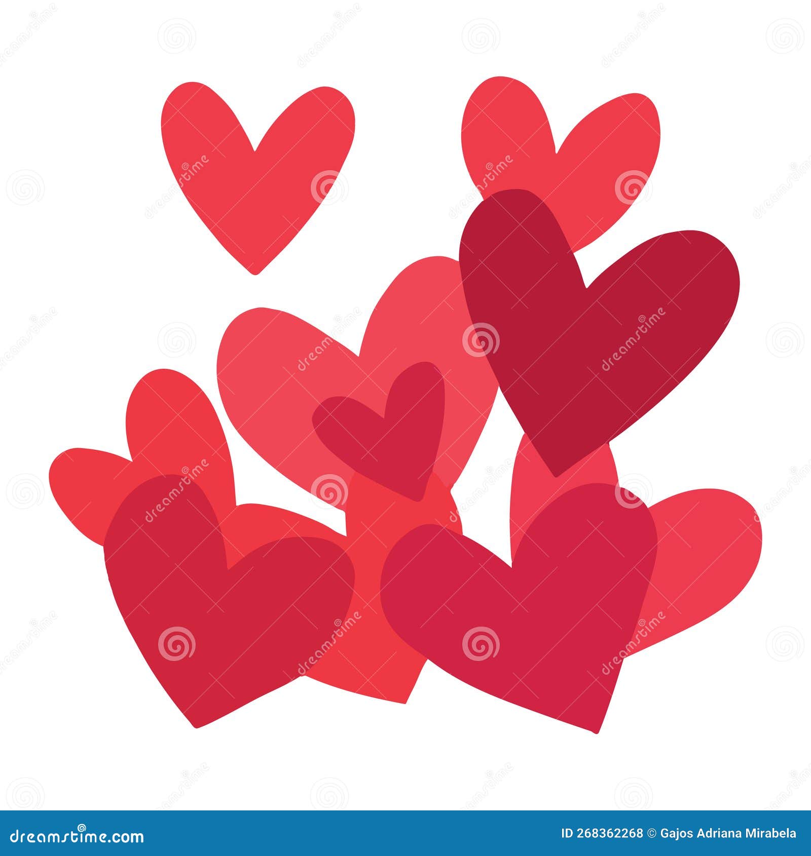 Valentines Day Group of Red Hearts Vector Illustration and Clipart ...