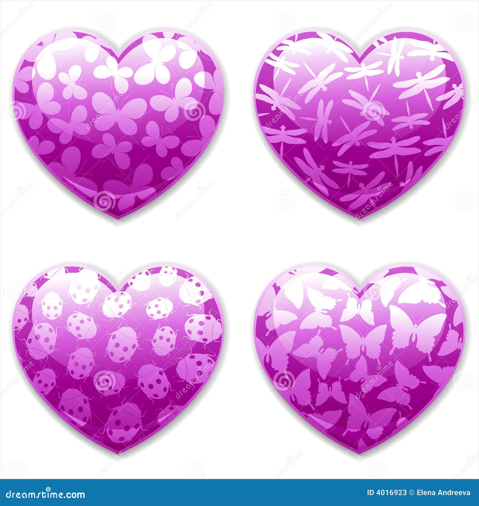 Valentines Day Hearts Set. Insects Stock Vector - Illustration of ...