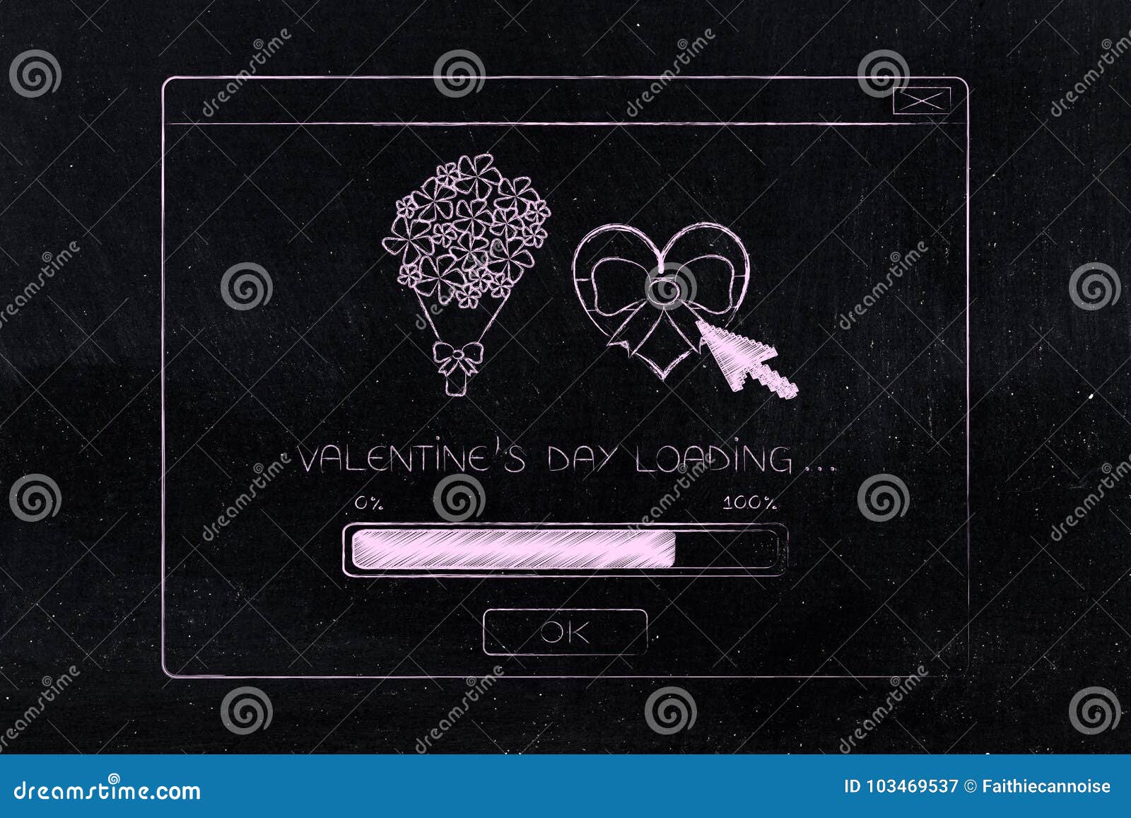 Valentines Day Loading Pop-up Message with Progress Bar Stock ...