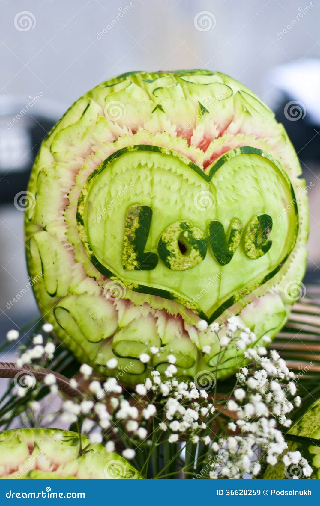 Valentines Day, Love, Watermelon Carving at Stock Image - Image of ...