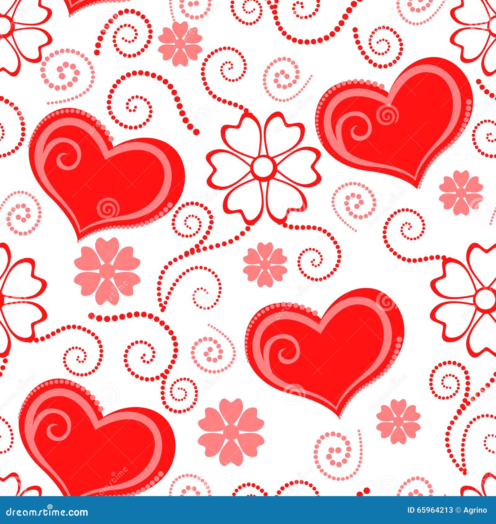 Valentines Day Pattern Seamless with Hearts and Flowers Stock Vector ...