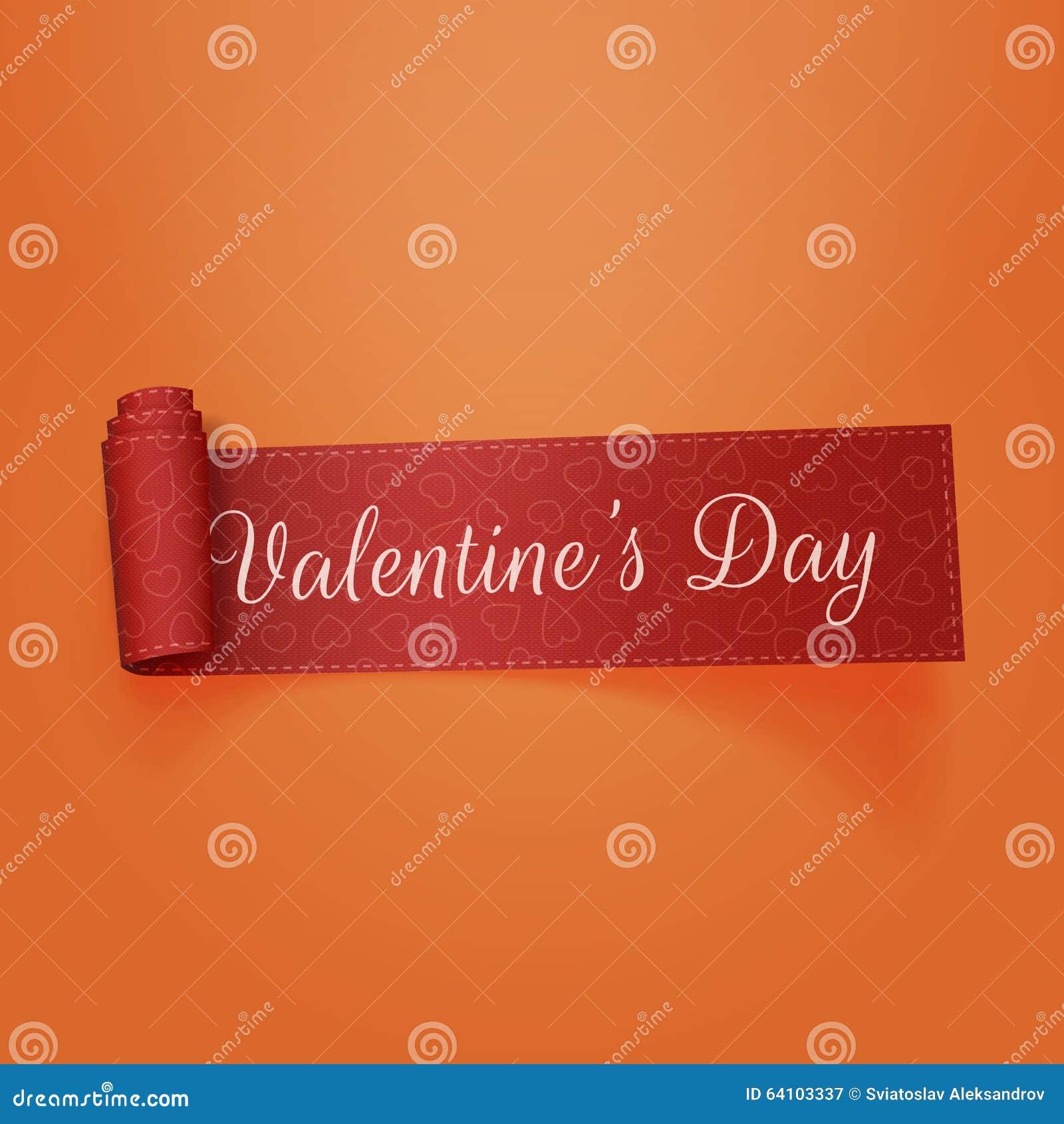 Valentines Day Realistic Scroll Ribbon Stock Vector - Illustration of ...
