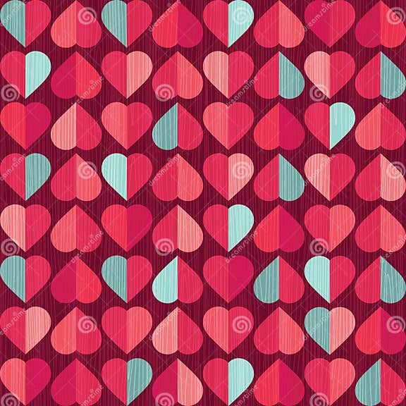 Valentines Day Retro Heart Pattern Stock Vector - Illustration of ...
