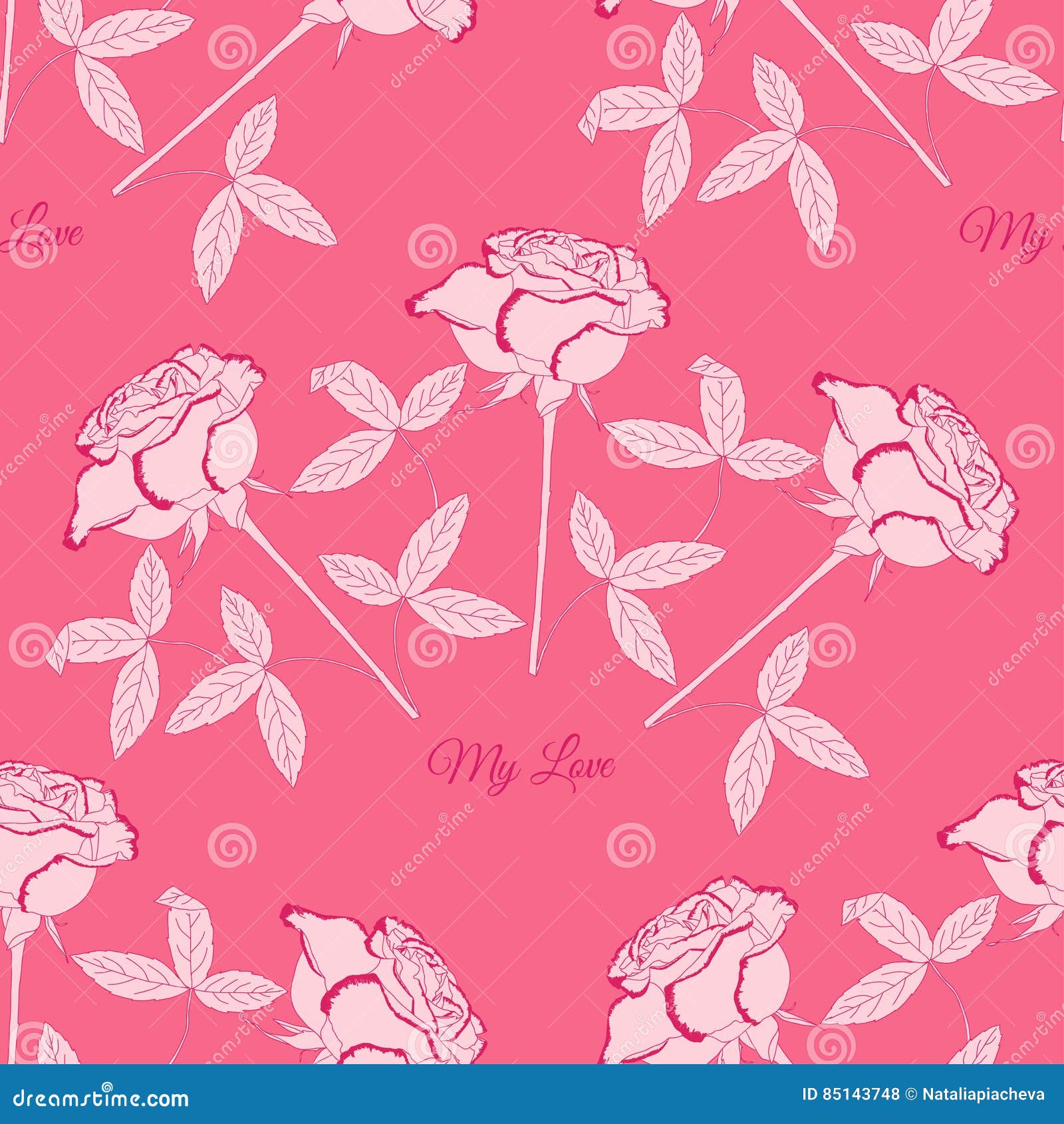 Valentines Day Seamless Pattern with Flowers Stock Vector ...