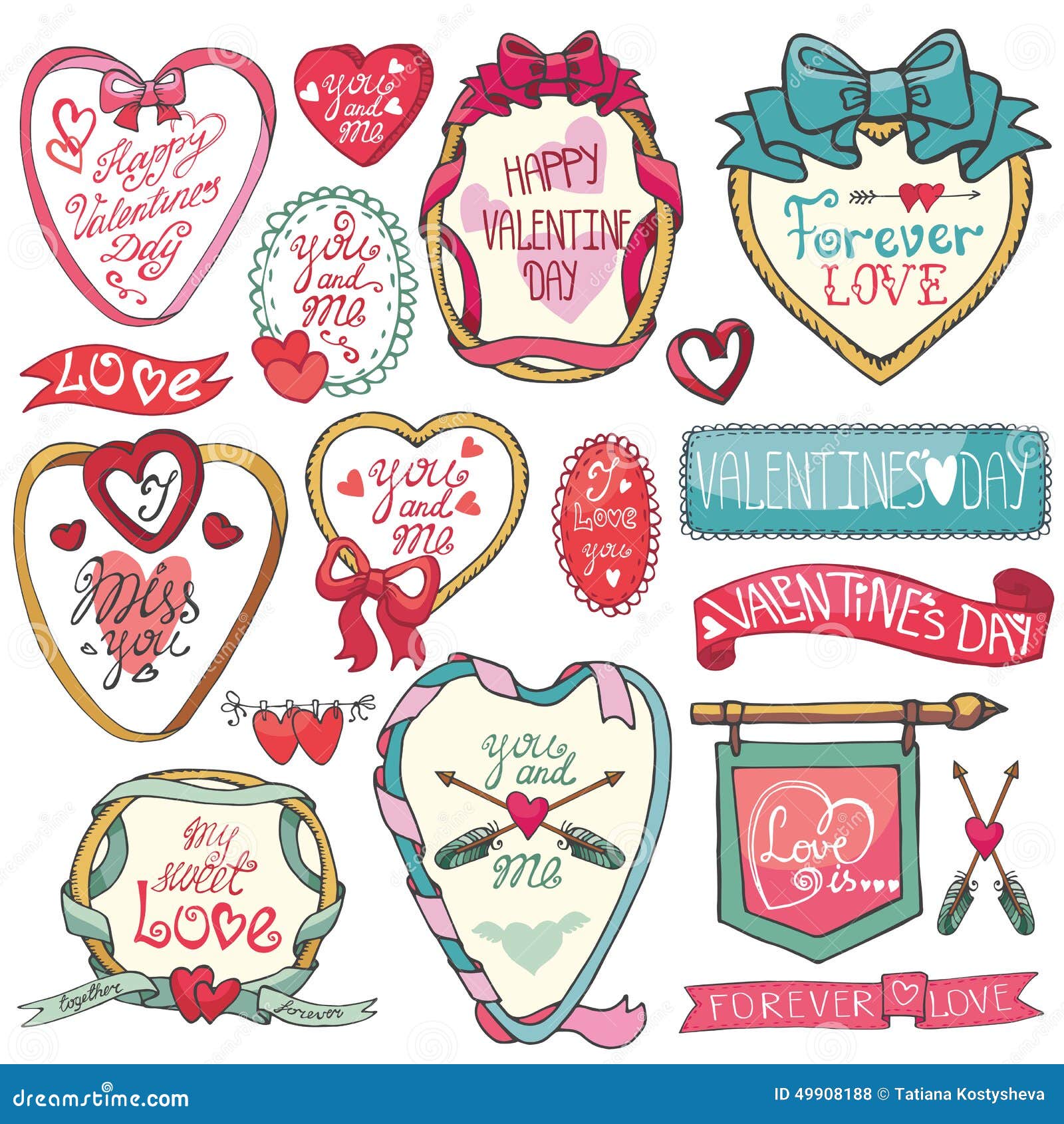 Valentines Day Set.Emblems,Labels,frames Stock Vector - Illustration of ...
