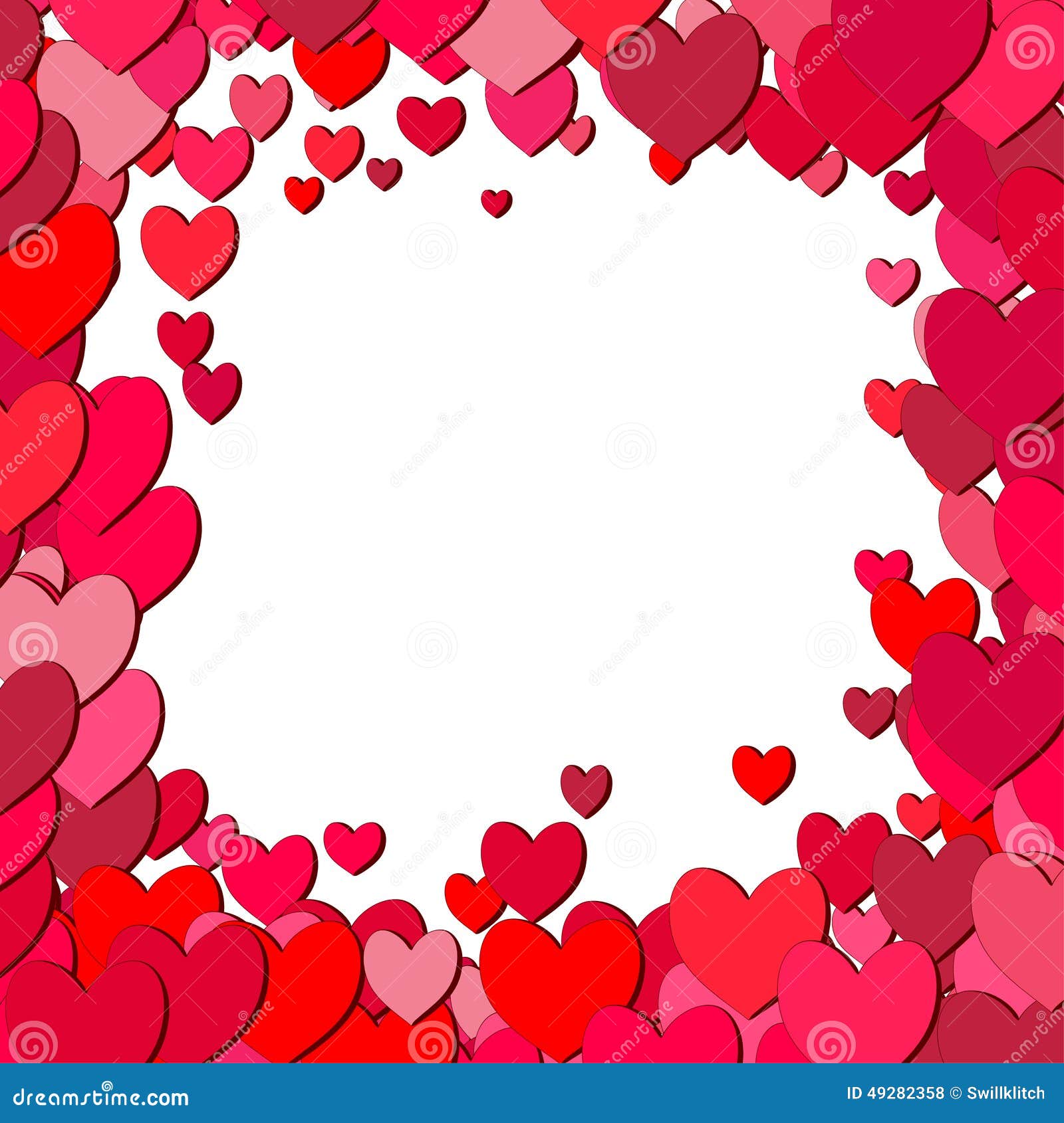 Valentines Day Square Frame with Scattered Hearts Stock Vector ...