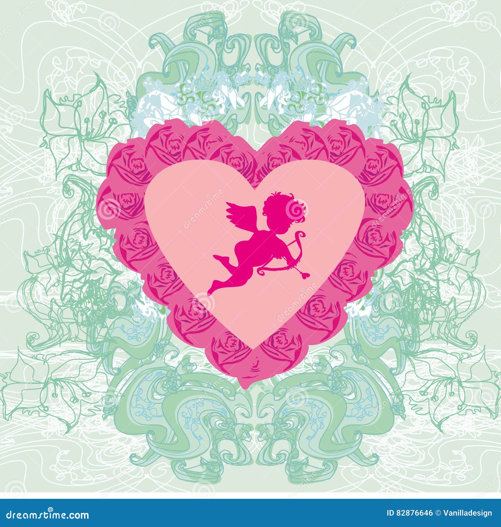 Valentines Frame with a Sweet Cupid Stock Vector - Illustration of ...