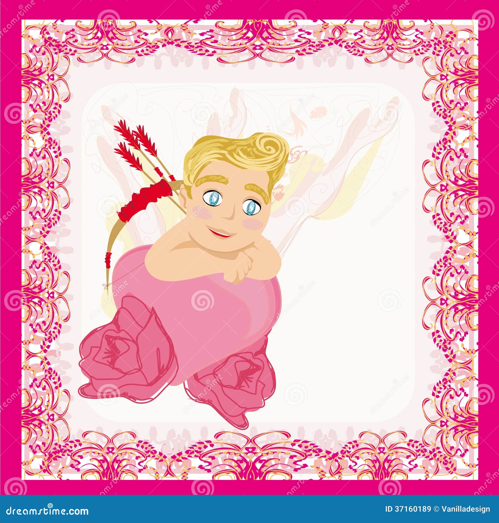 Valentines Frame with a Sweet Cupid Stock Vector - Illustration of ...