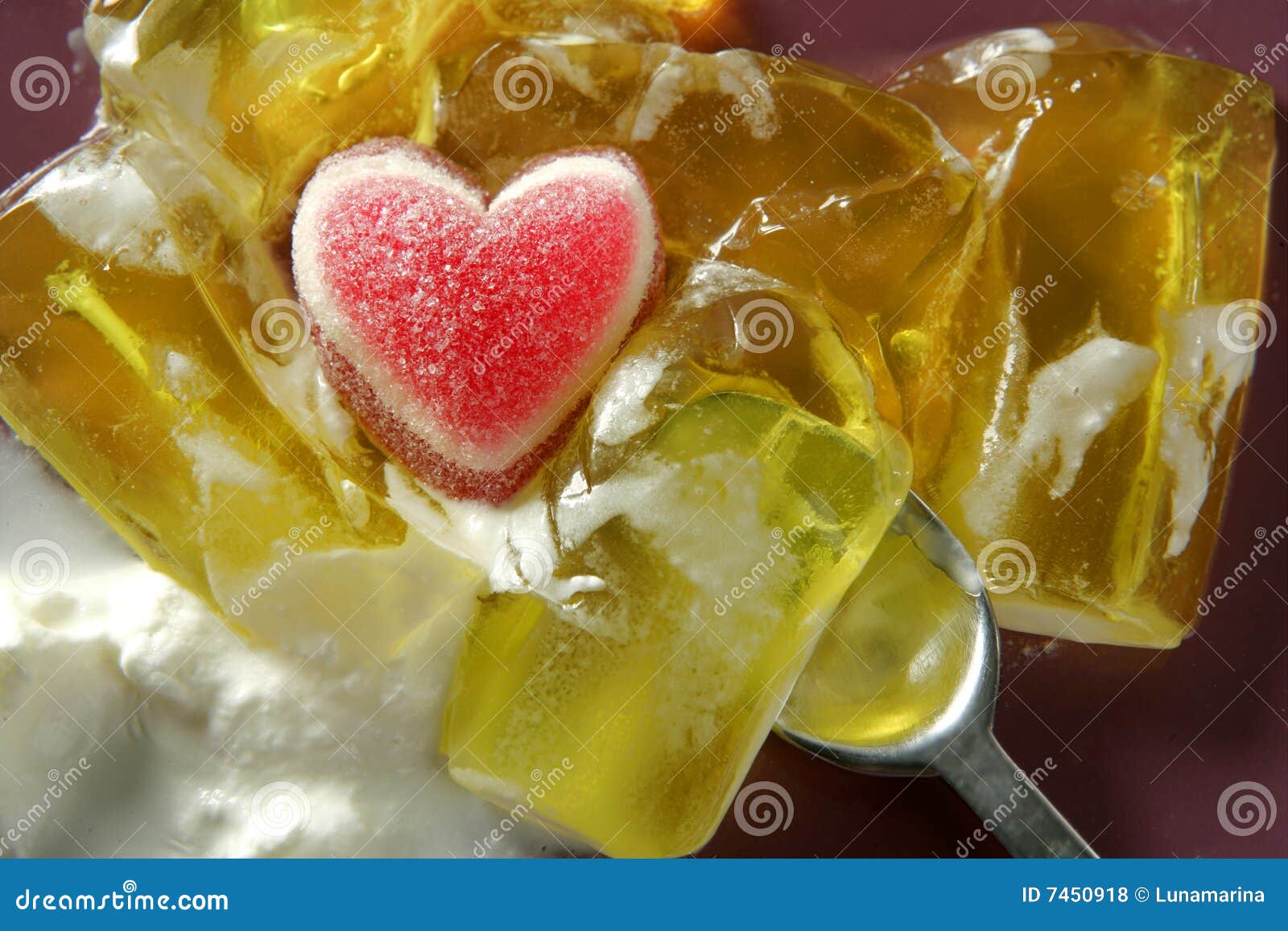 Valentines Hearth with Lemon Jelly and Cream Stock Photo - Image of ...