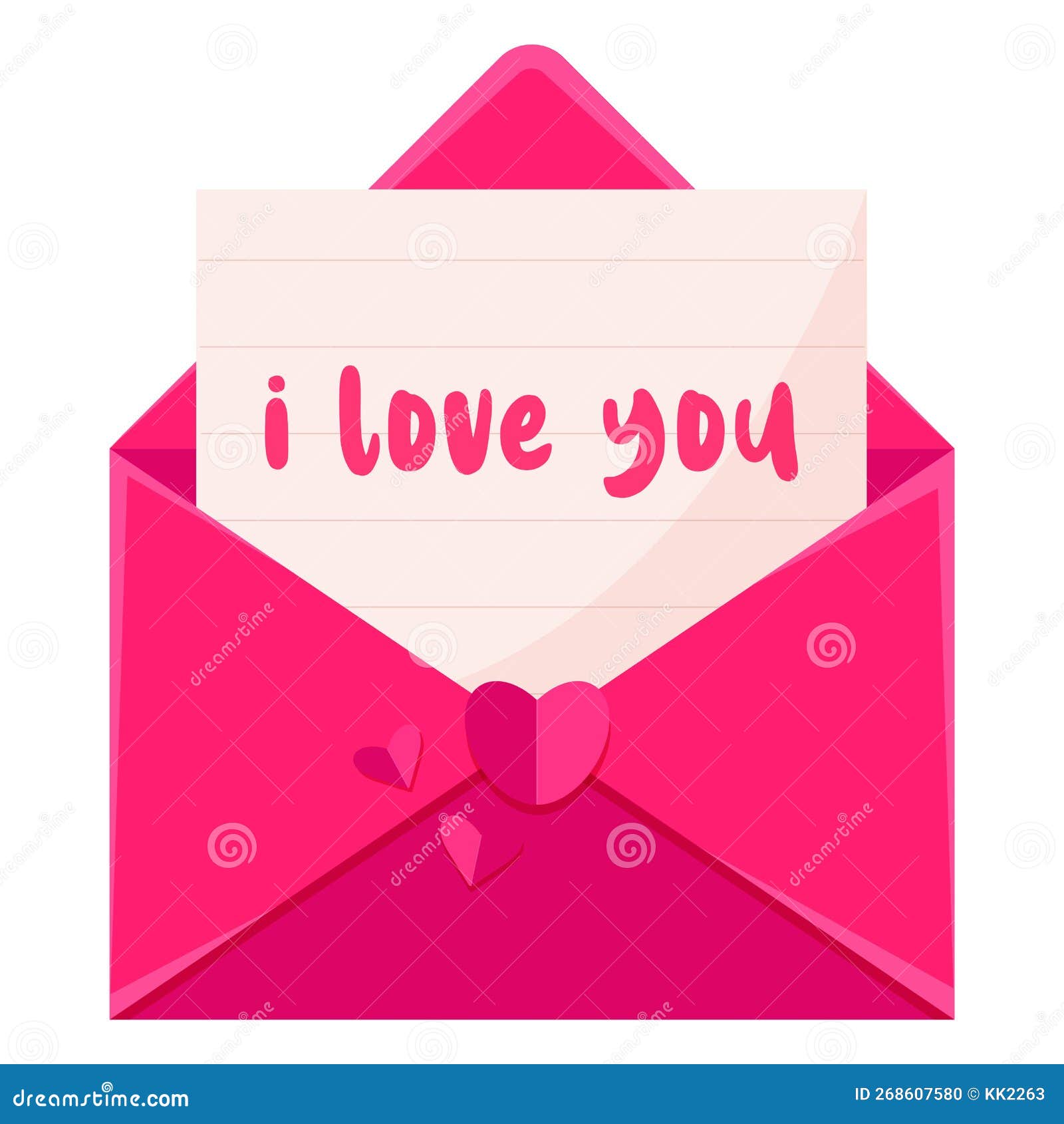 Valentines Letter in Pink Envelope Flat Style Stock Vector ...