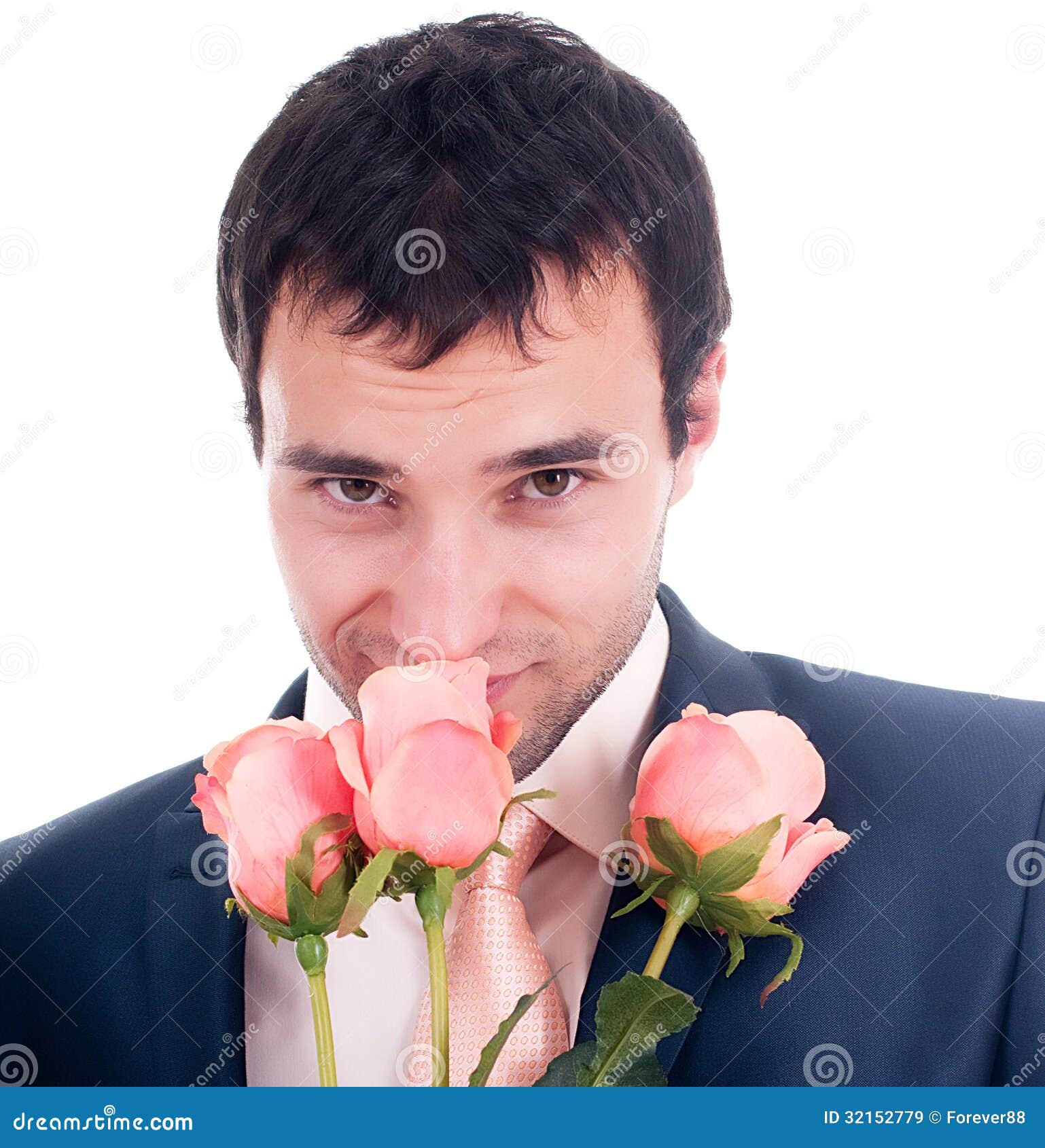 Valentines man with roses stock image. Image of portrait - 32152779