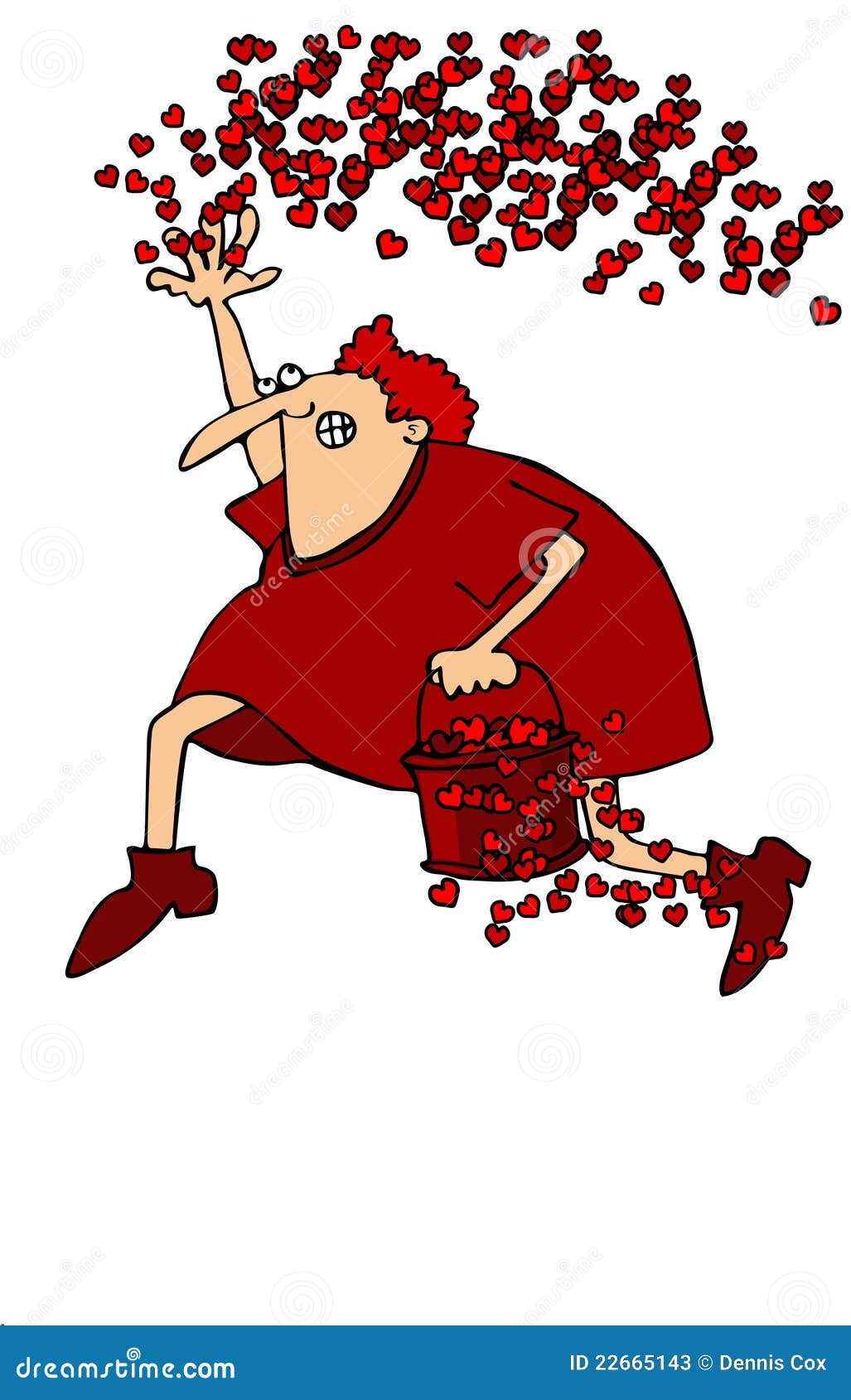 Valentines Man Throwing Red Hearts Stock Illustration - Illustration of ...