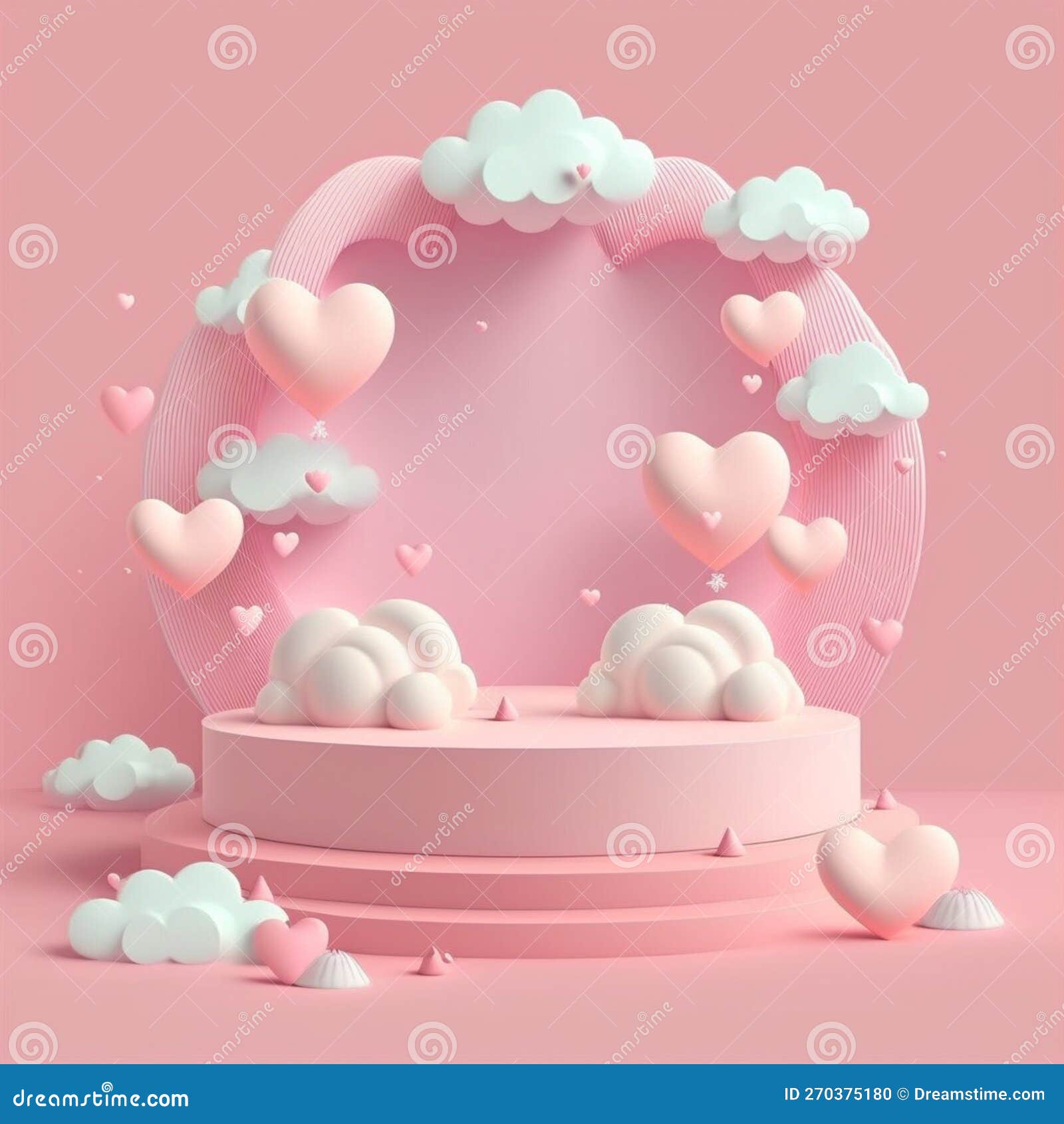 Valentines Day Podium Platform For Greeting Card Or Banner In 3D ...