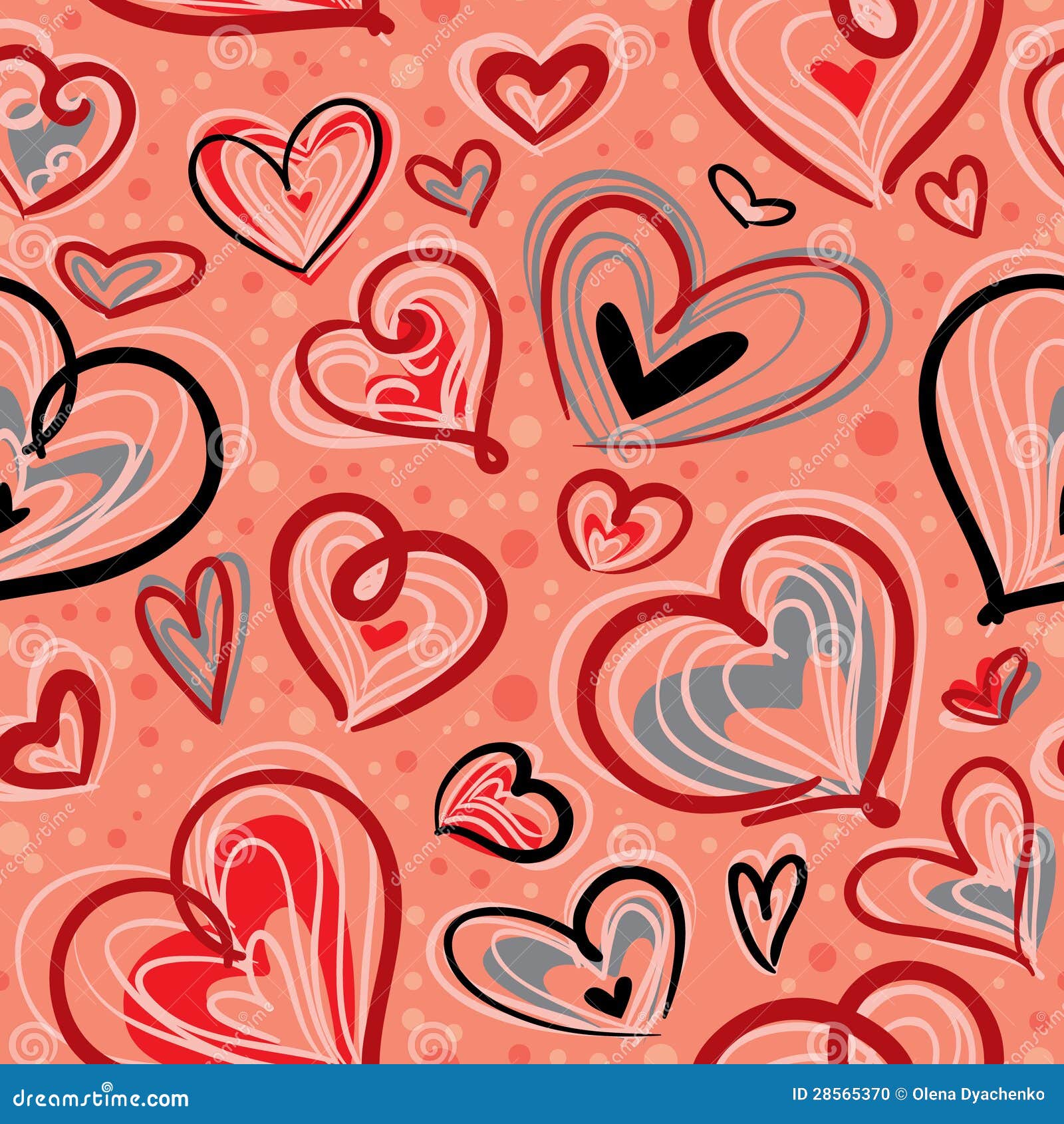 Valentines Seamless Pattern Stock Vector - Illustration of ornate, grey ...