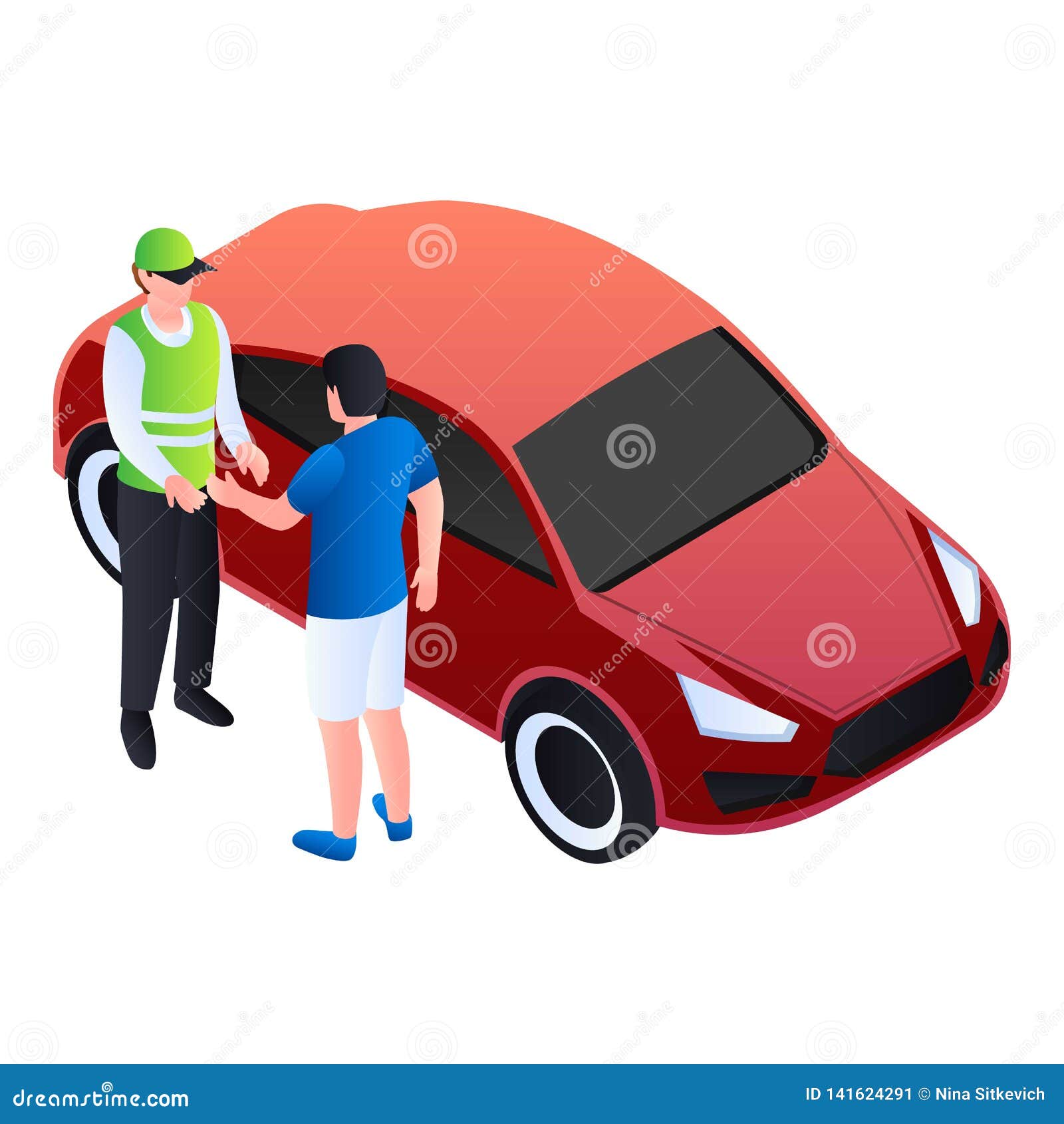 Valet Man Take A Car Icon Isometric Style Stock Vector Illustration