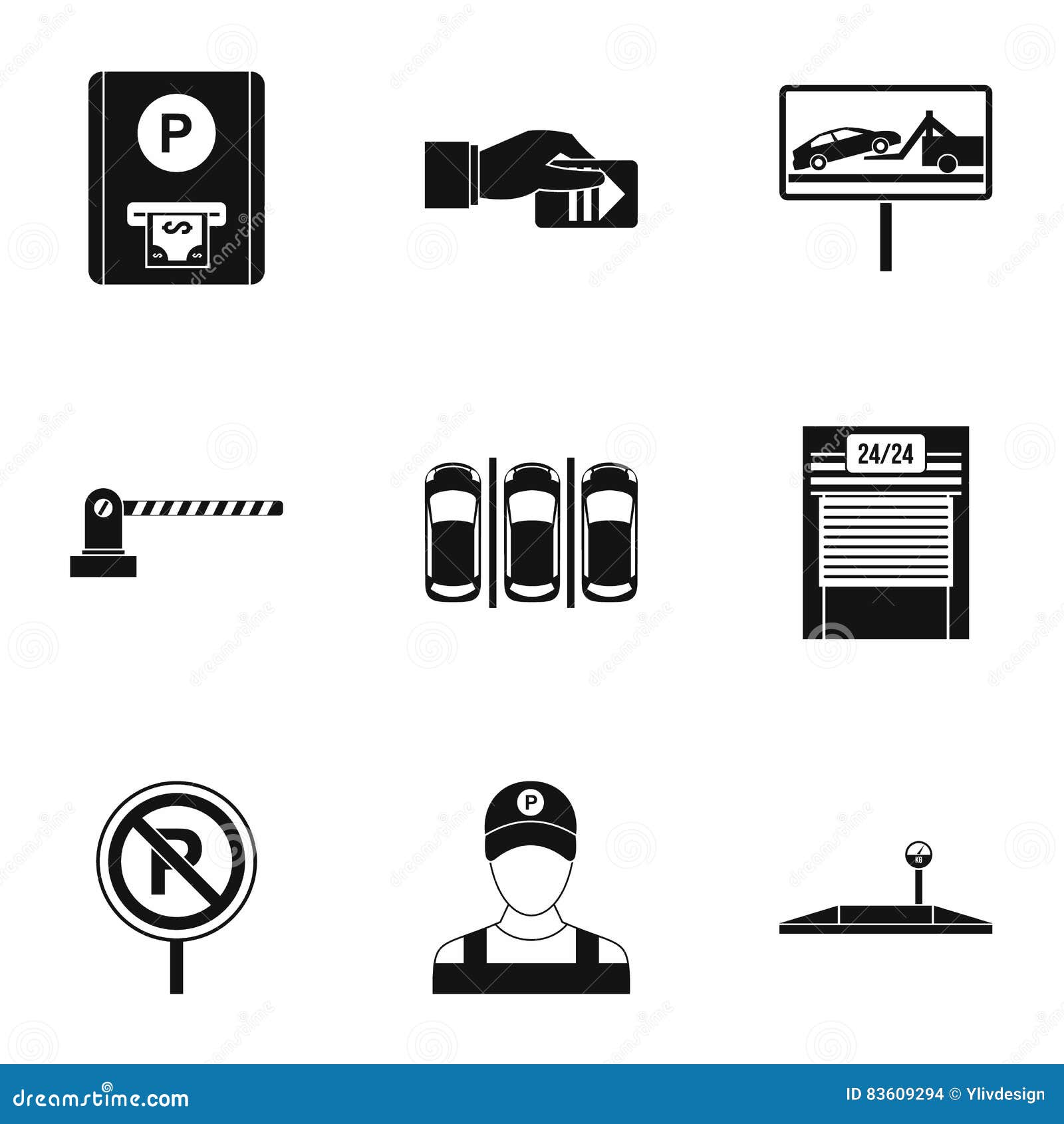 Valet Parking Icons Set, Simple Style Stock Vector - Illustration of ...