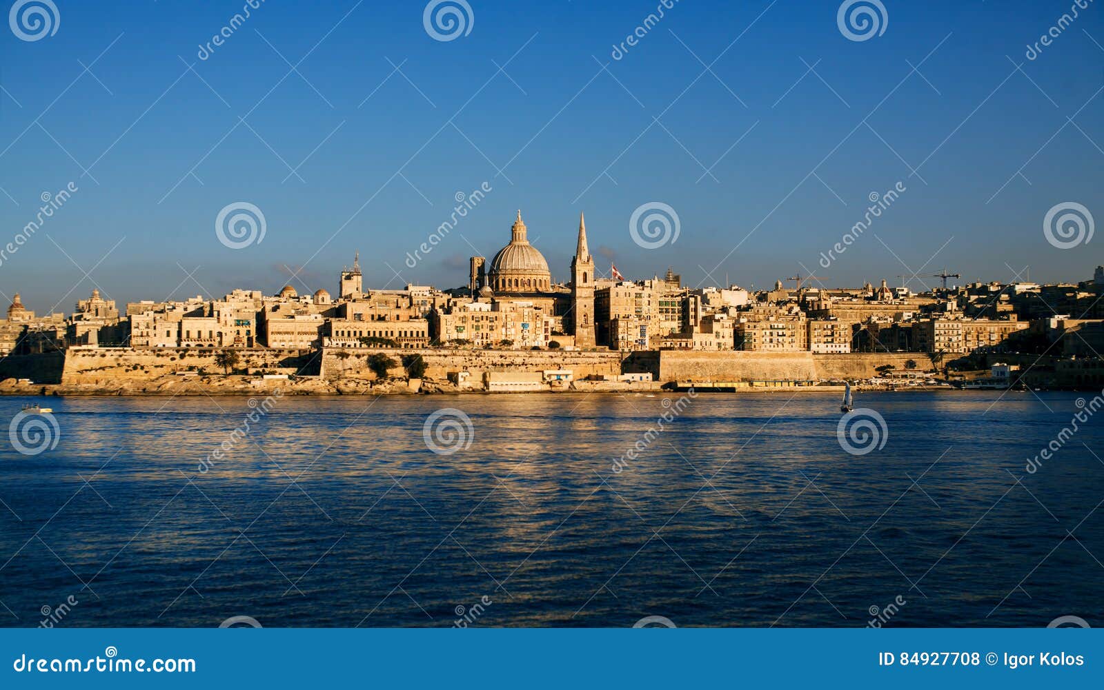Valetta over sunset stock photo. Image of european, blue - 84927708