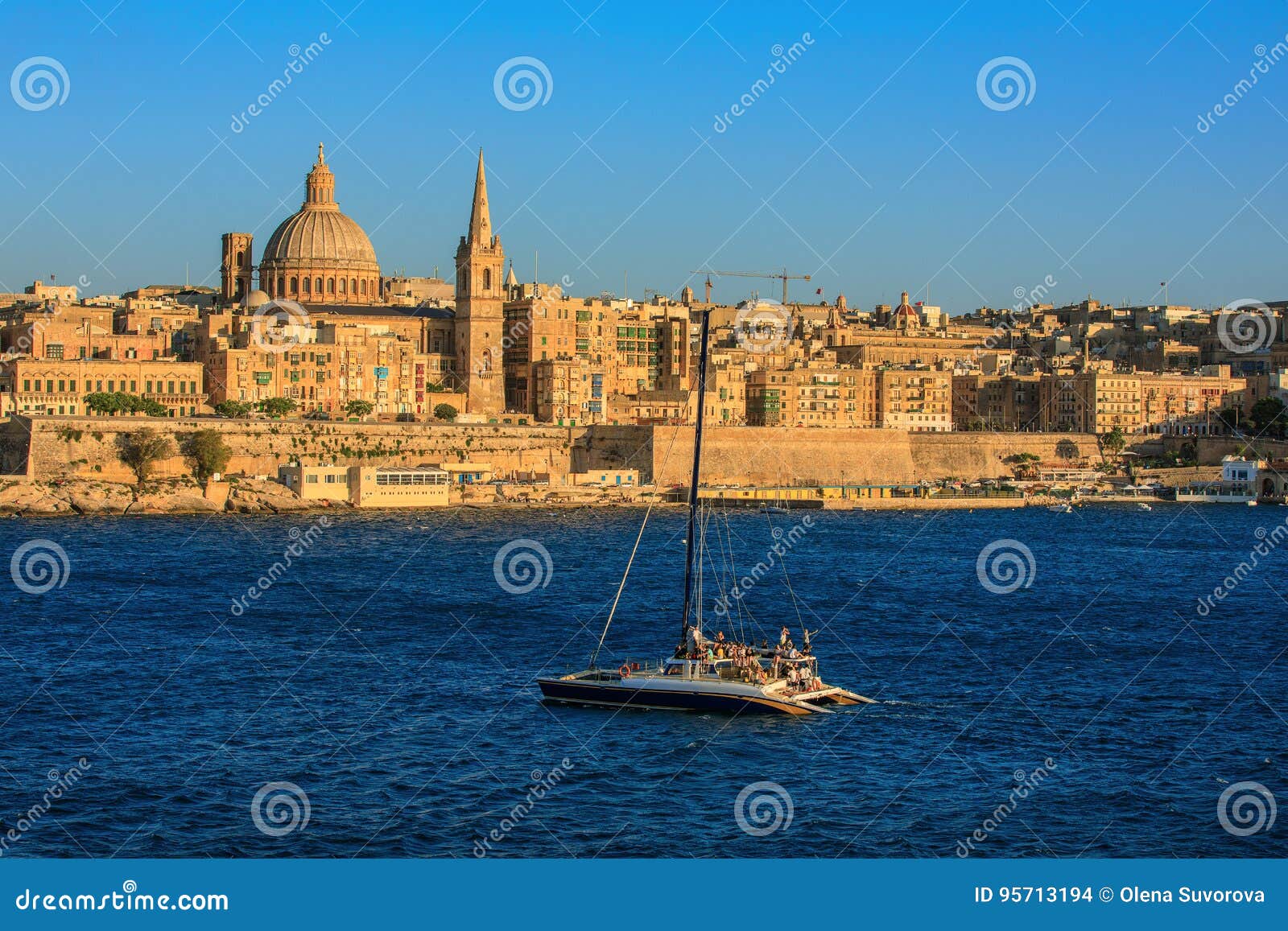 Valetta sunset stock photo. Image of harbour, dome, golden - 95713194